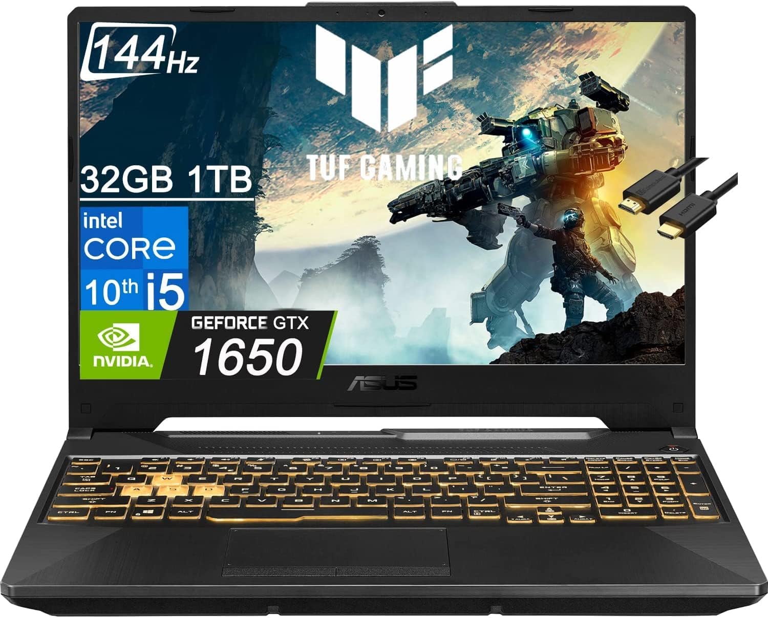 ASUS TUF Gaming F15 15.6 pulgadas FHD 144Hz (32 GB de RAM, 1 TB SSD, Intel 4-Core i5-10300H, GTX ...