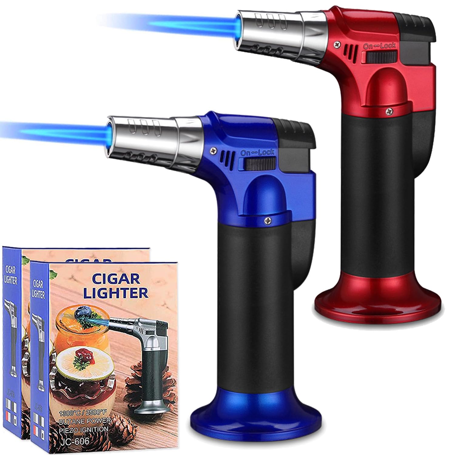 Amazon.com: 2 Pcs Butane Torch, Refillable Blow Torch Lighter, Kitchen ...