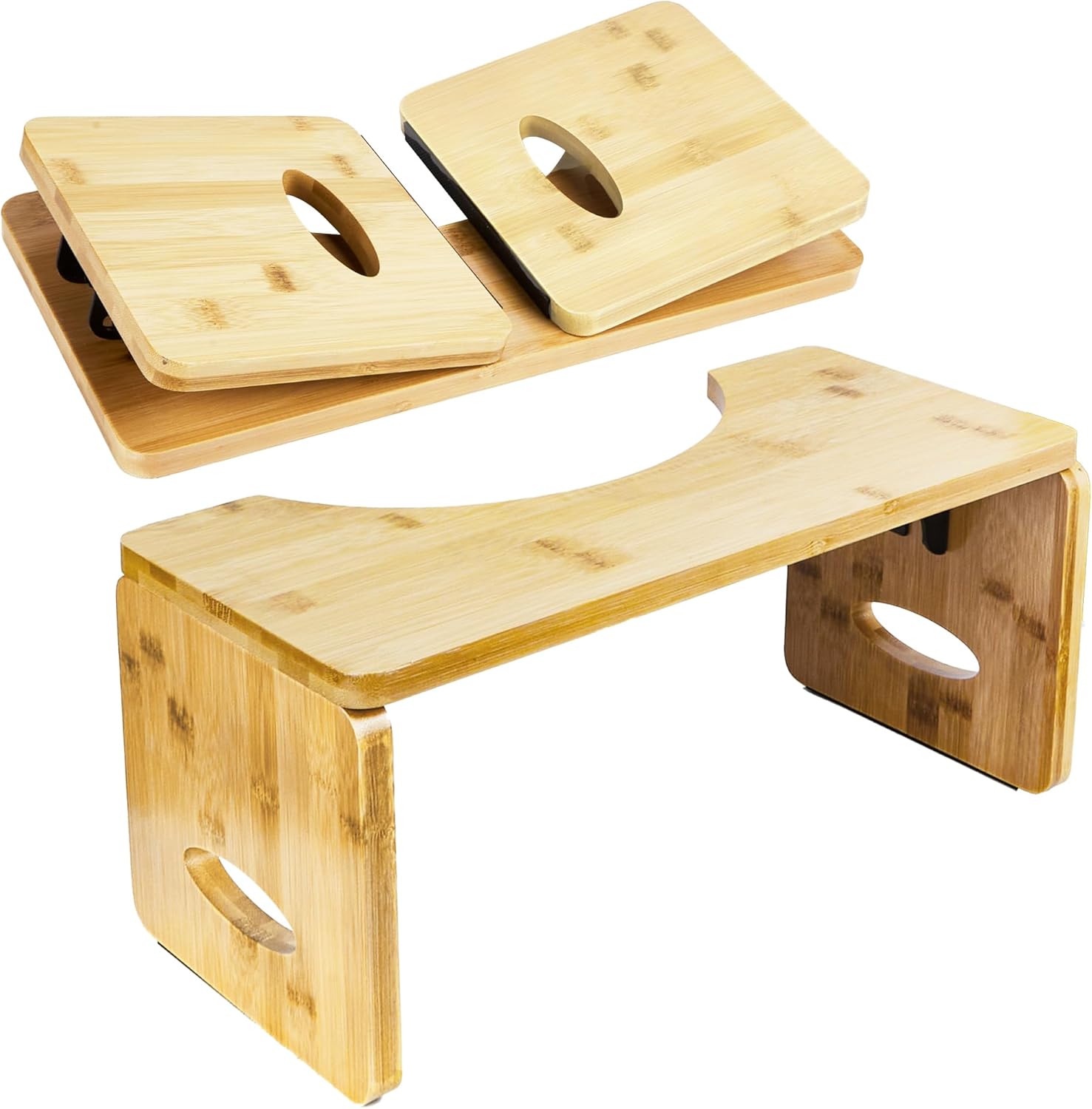 Amazon.com: 7.5 Inches Bamboo Toilet Stool for Bathroom, Collapsible ...