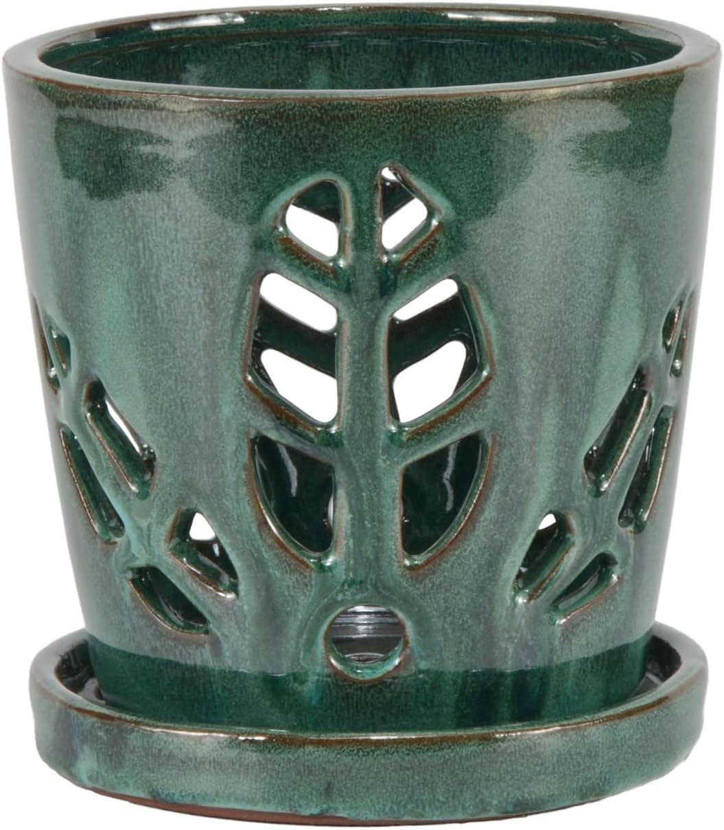 Amazon.com: HomArt Rustic Terra Cotta Orchid Pot, Moss Grey, 1-Count ...