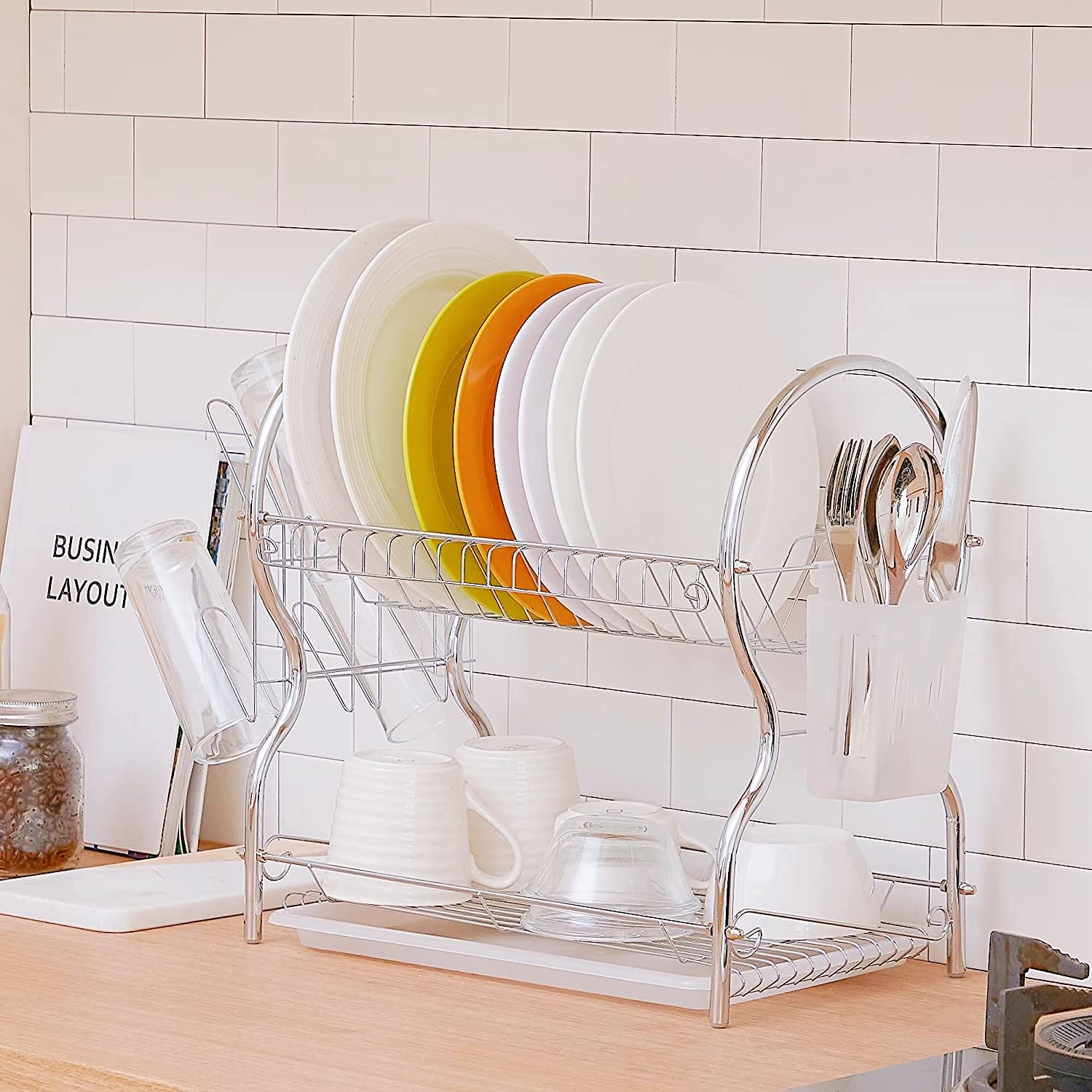 Buy Dish Drying Rack 2 Tier Dish Rack With Drain Board Kitchen buy-dish-drying-rack-2-tier-dish-rack-with-drain-board-kitchen