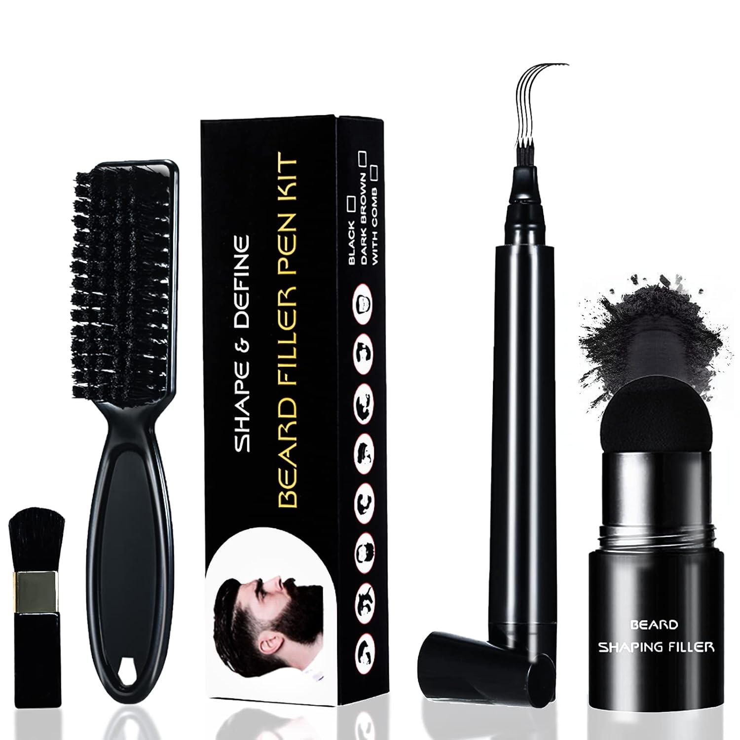 Amazon.com : Beard Pencil Filler for Men Black, 4-Tip Beard Filler Pen ...