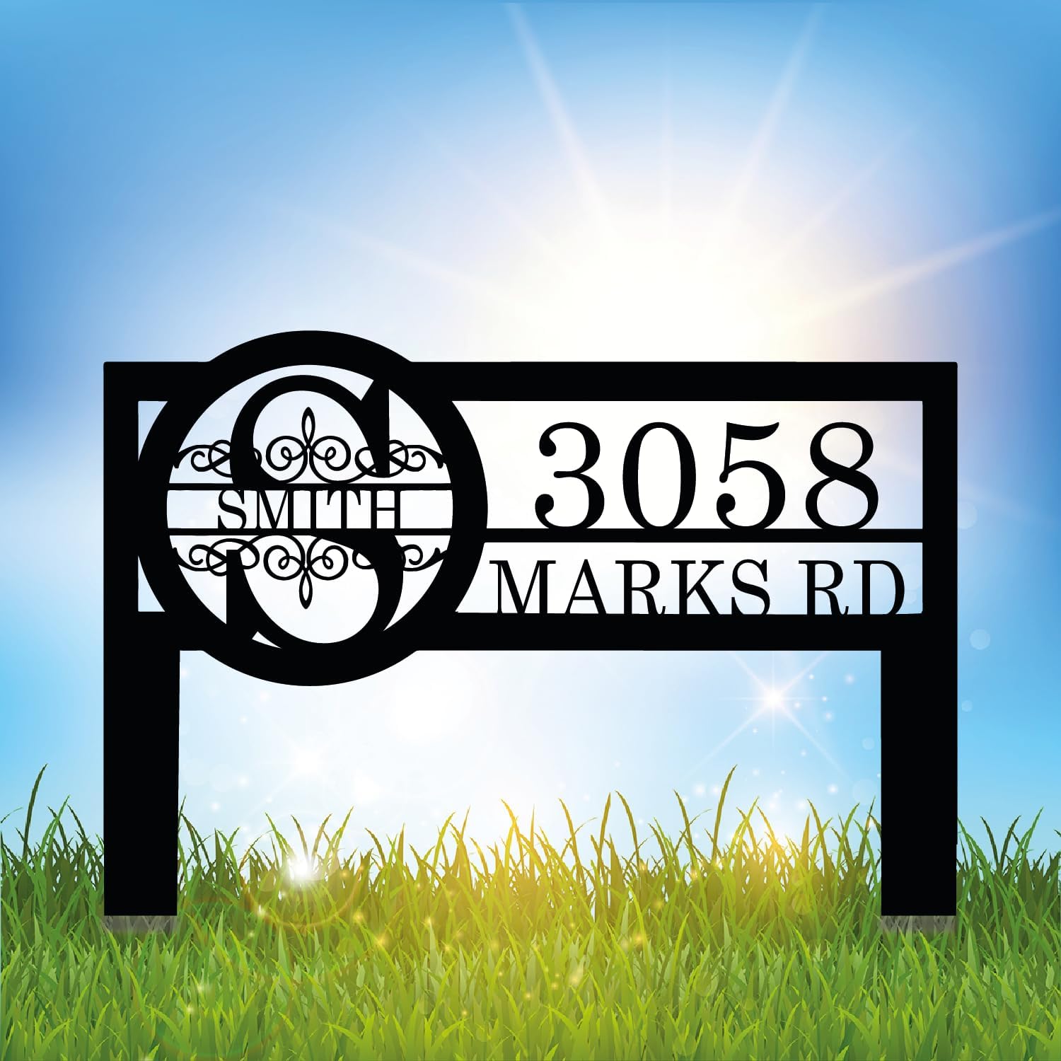 Amazon.com : Personalized Metal Yard Address Sign with Last Name and ...