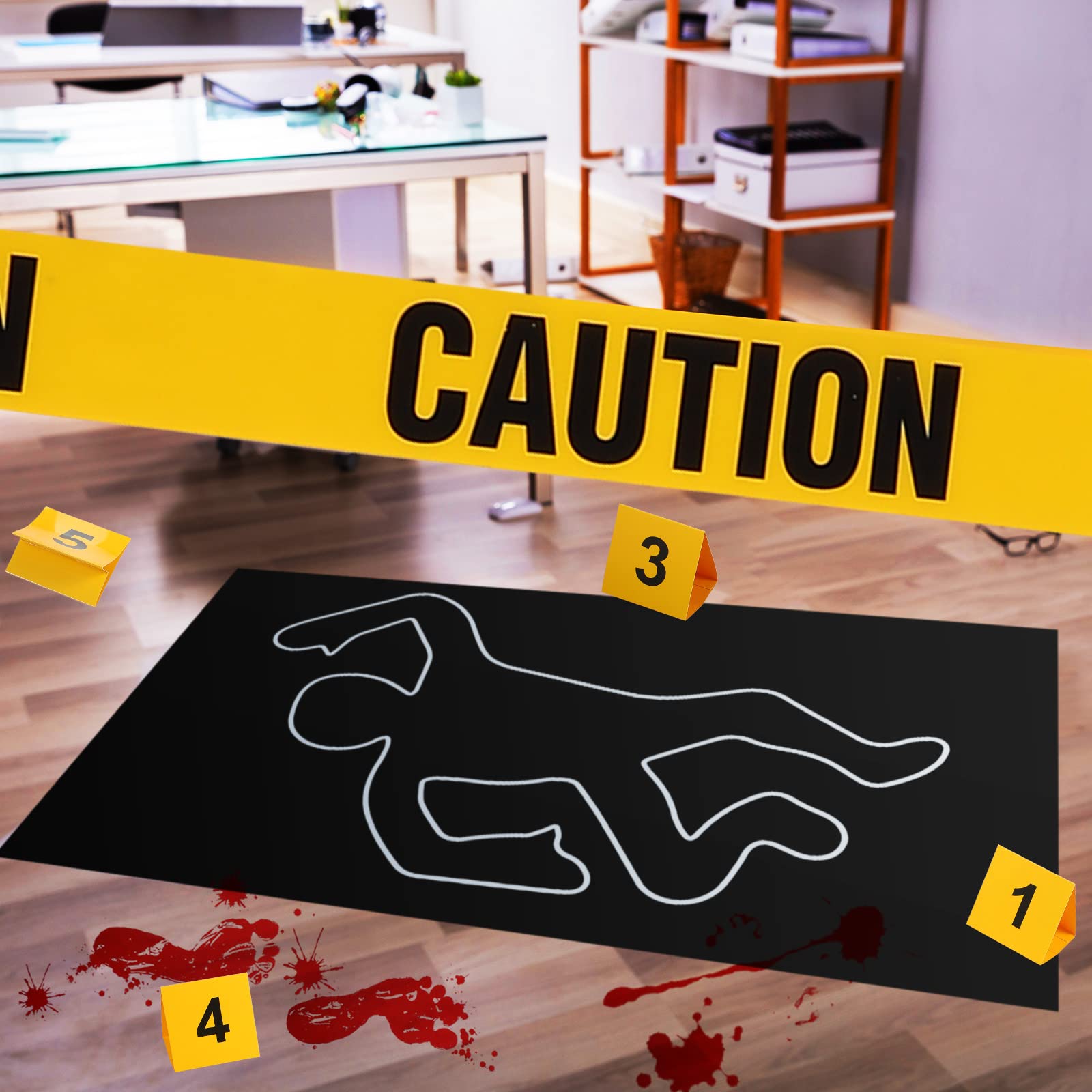 Murder Mystery Party Supplies Halloween Crime Scene Decorations Kit - 9 ...