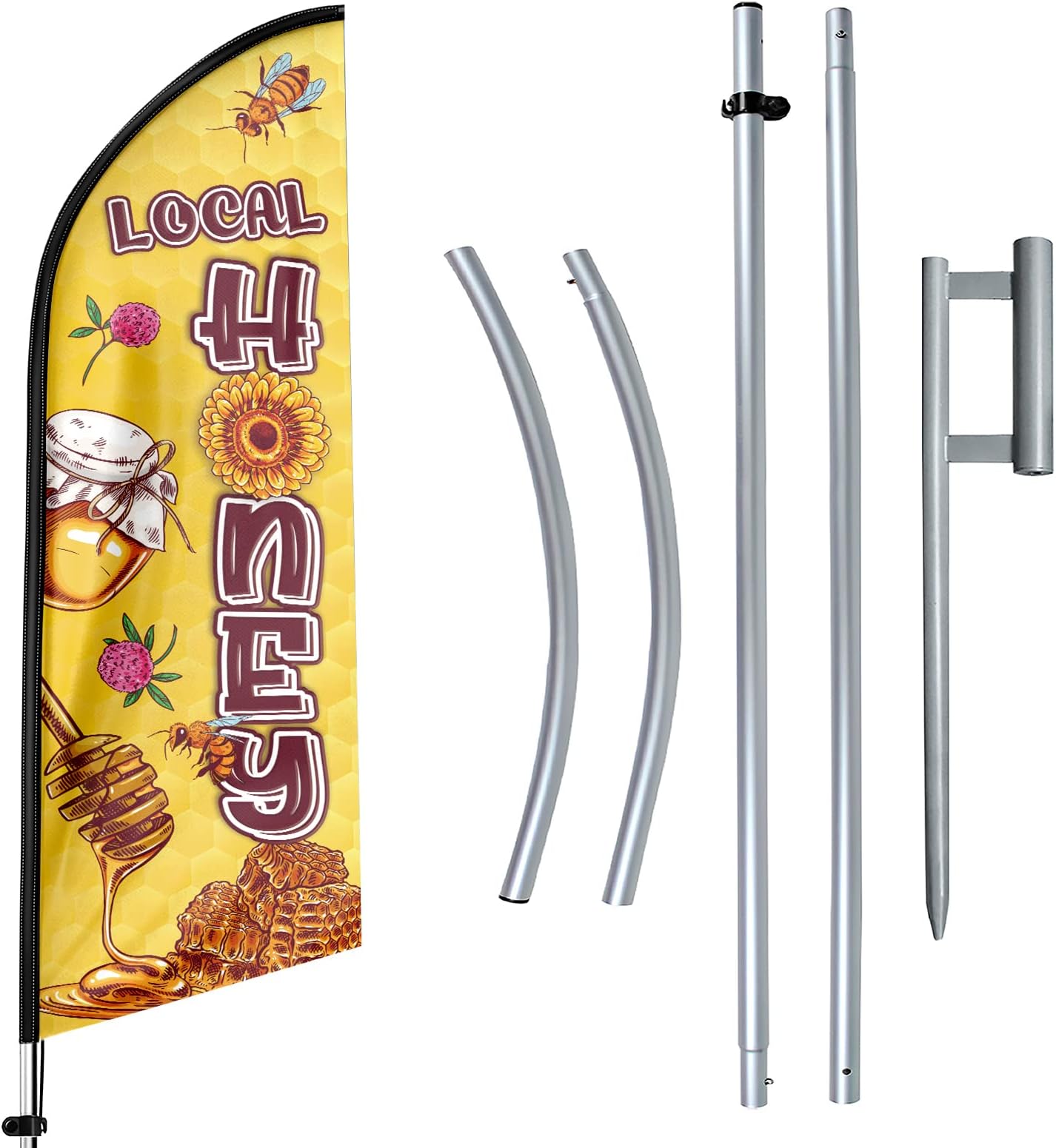 Amazon.com : FSFLAG Local Honey Advertising Swooper Flag Banner, 11Ft ...