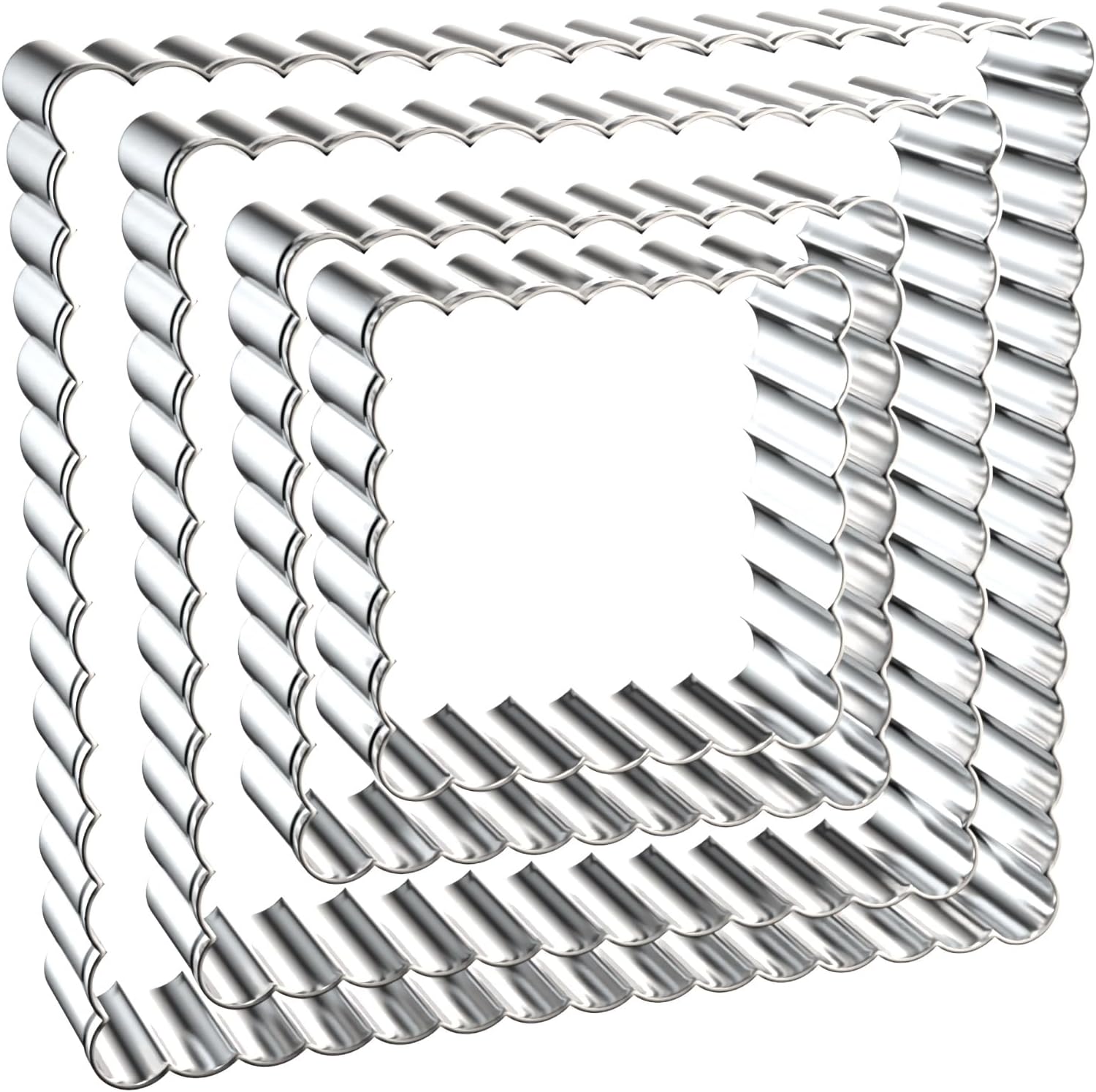 Amazon.com: Scalloped Square Cookie Cutter Set - 5 Inch, 4 Inch, 3 Inch ...