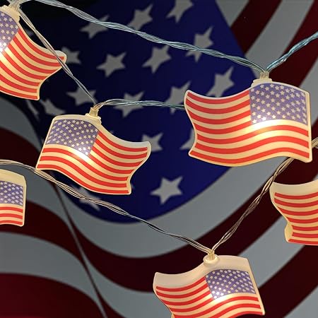 Amazon.com: Wxuean American Flag String Lights 5.3Ft, 10 LED American ...