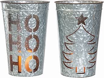 Transpac Metal Light Up Die Cut Bucket Lantern, Set of 2, Assortment ...