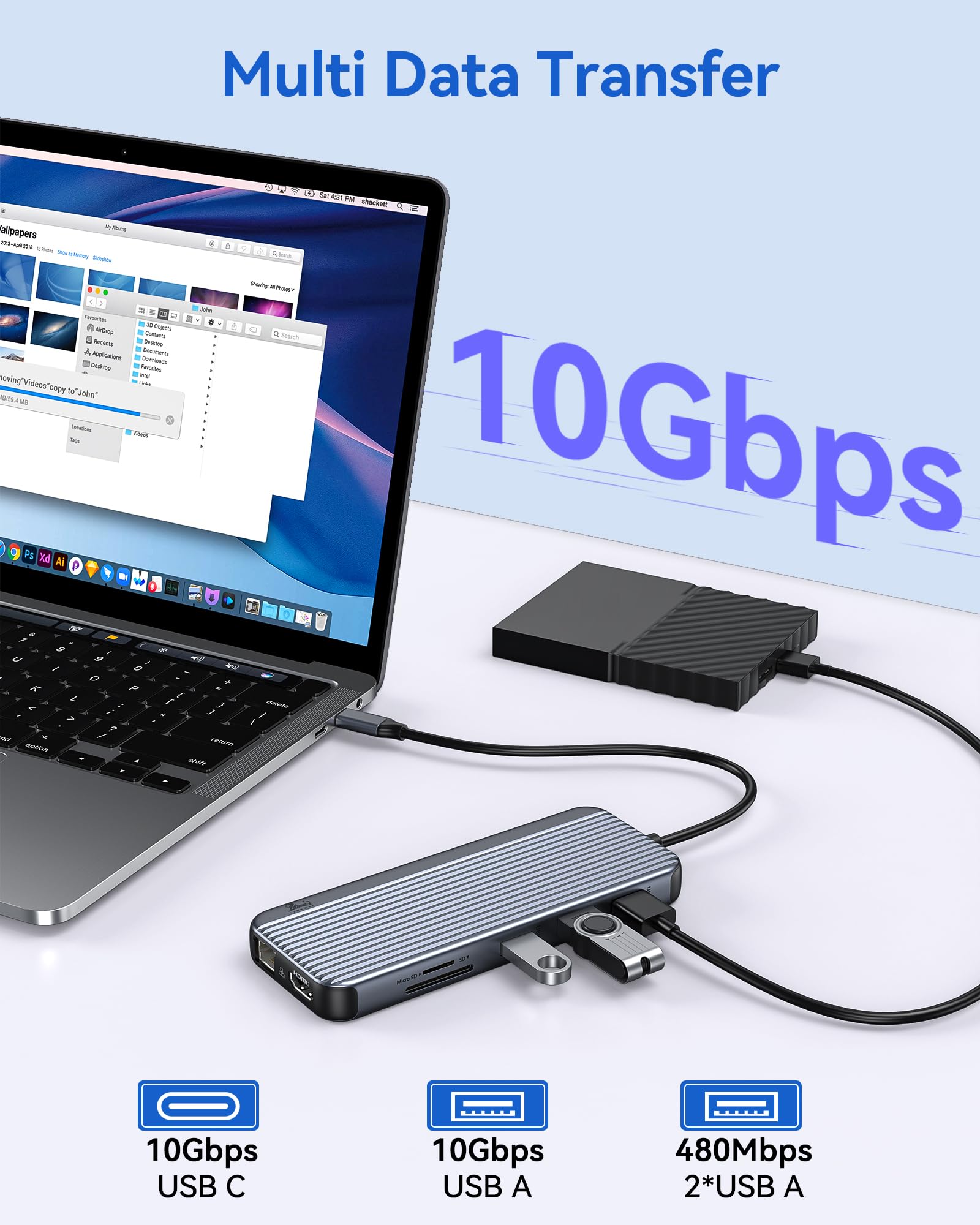 Snapklik.com : USB C Docking Station 3 Monitors,LIONWEI USB C Hub To 3 ...