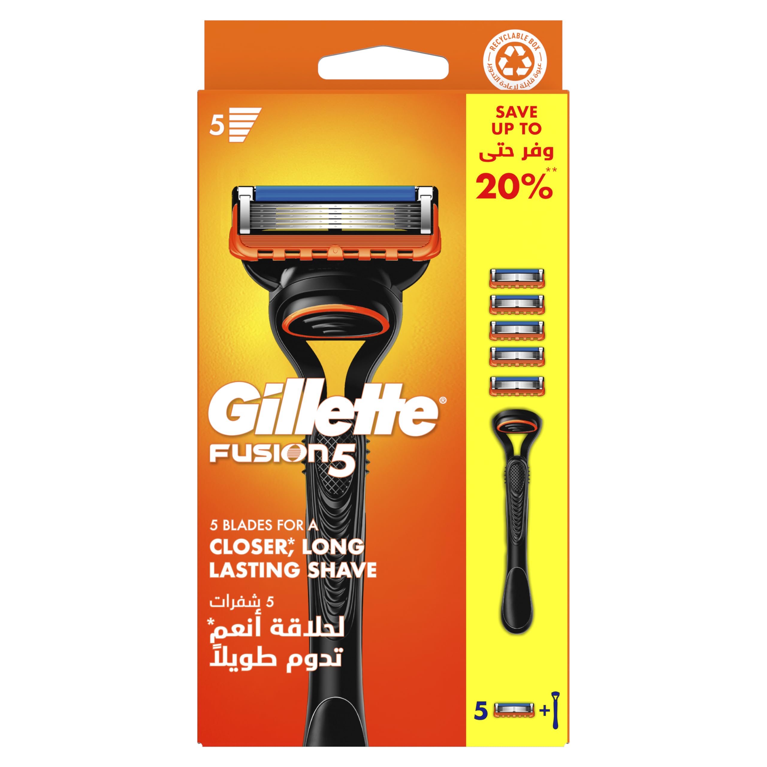 Gillette Fusion5 Men's Razor Handle With 5 Blades - SPECIAL OFFER: Buy ...