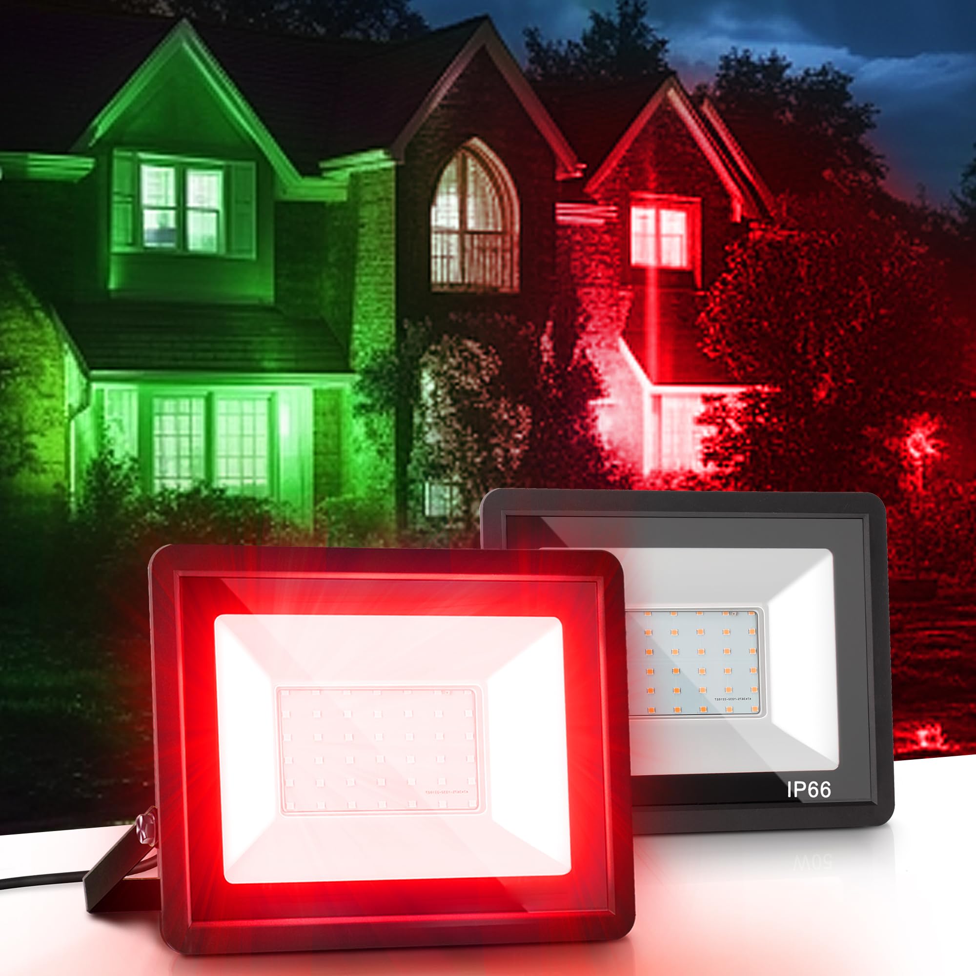 LOHAS Red LED Flood Light Outdoor, ???? ?? ???? 50W Plug in Flood Light ...