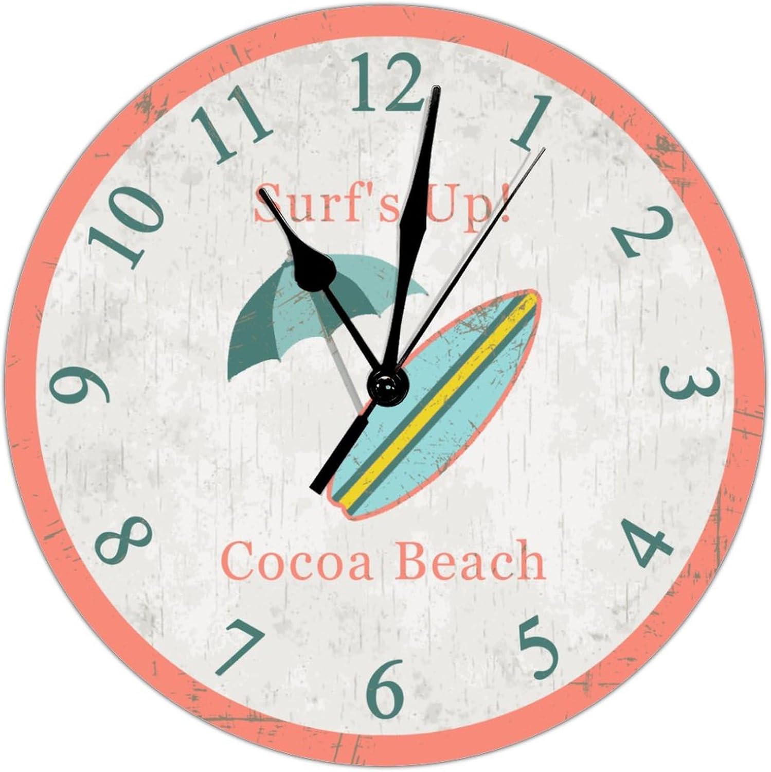 Amazon.com: Surf Wooden Clock Surf Beach Wood Clock Kitchen Round Clock ...