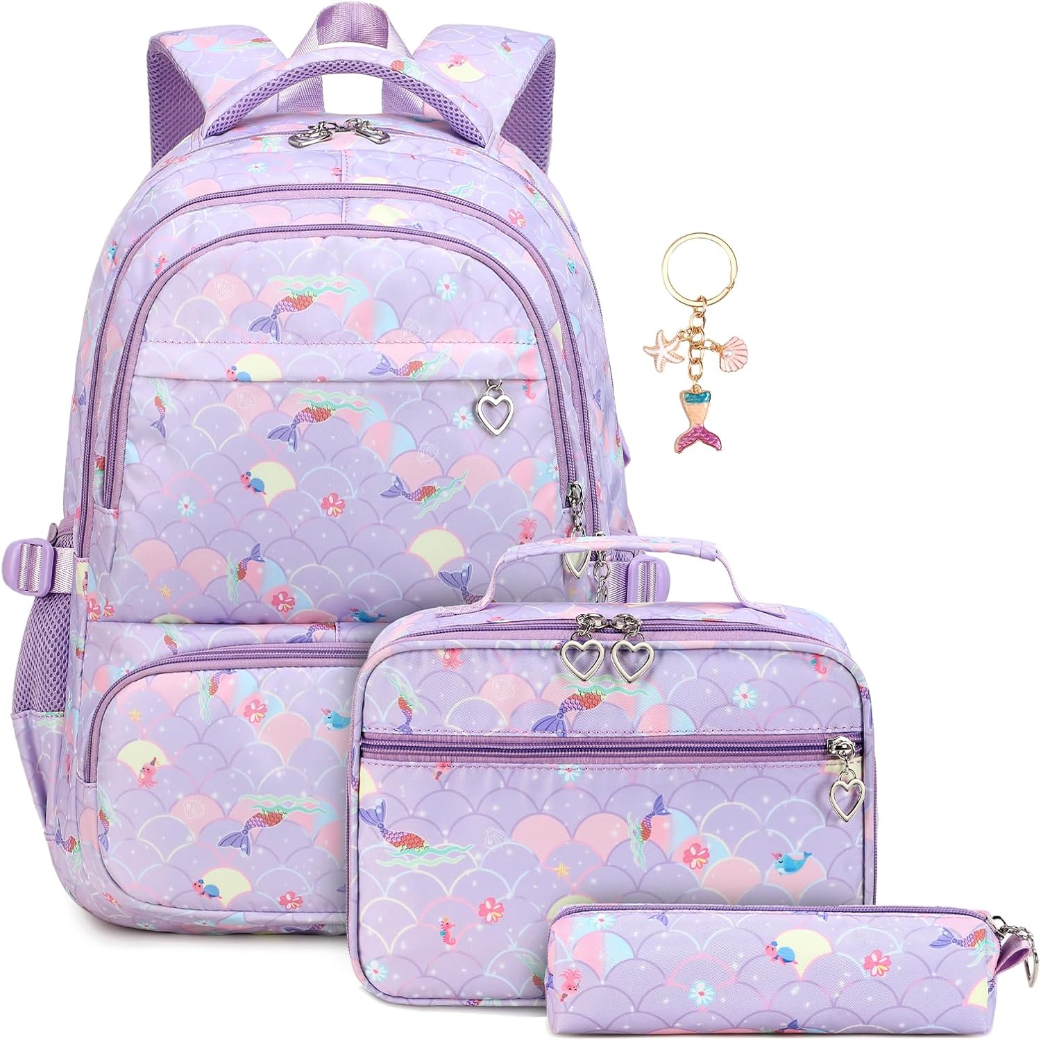 Amazon.com | IQUQIXL Kids Backpack for Girls 4Pcs Mermaid Backpacks ...