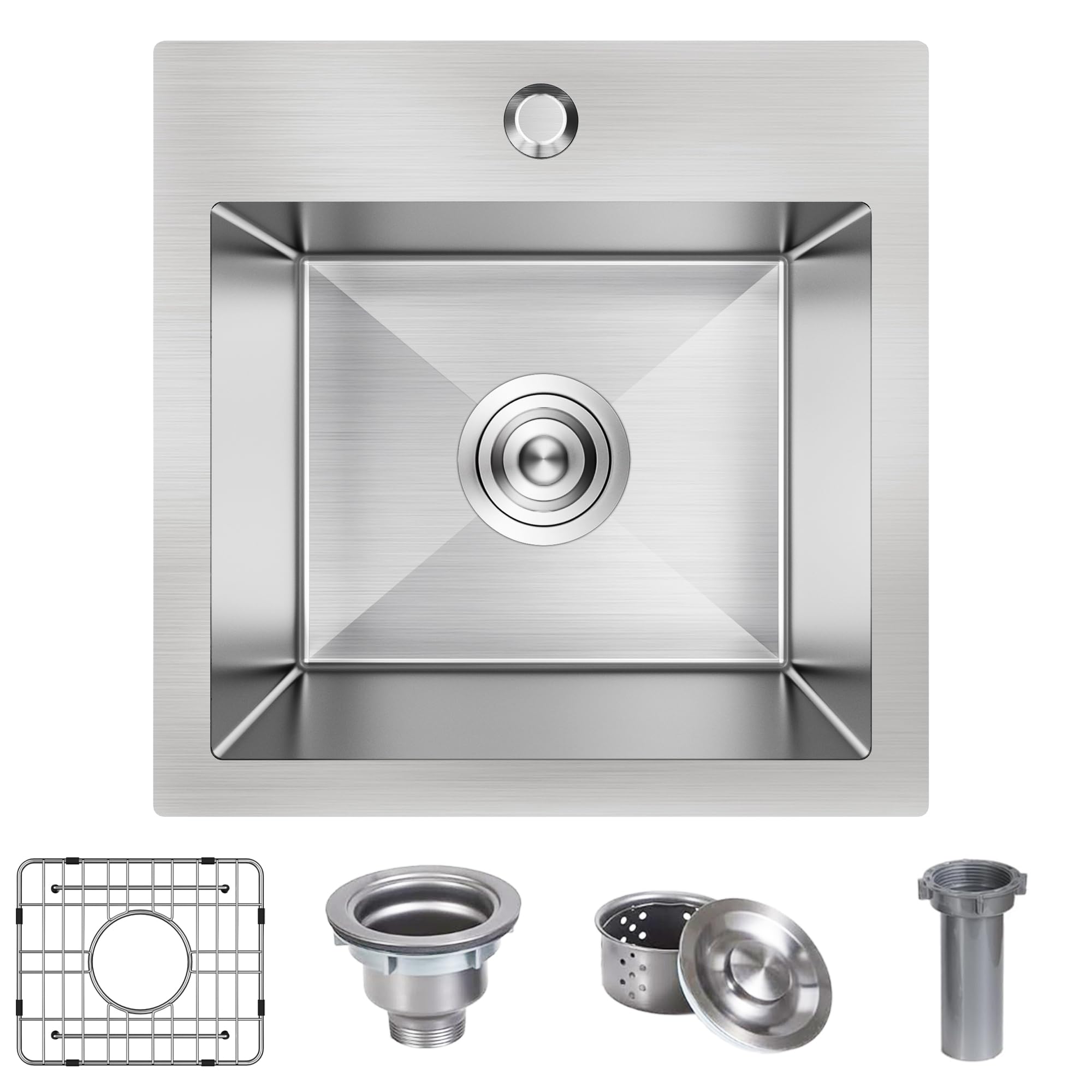 15 x 15 Inch Drop In Bar Sink, Small Kitchen Sink Single Bowl Topmount ...