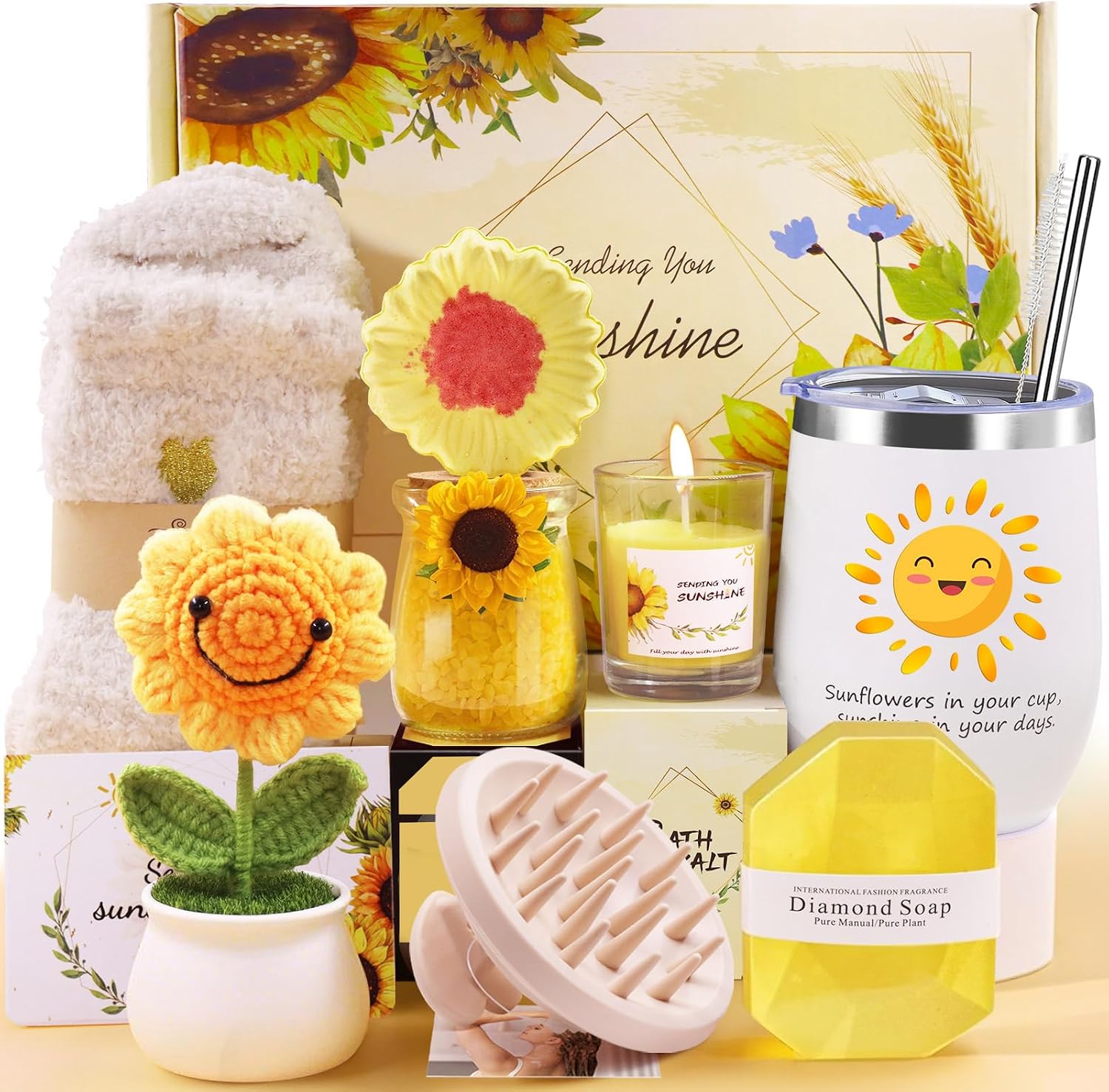 LIVEHITOP Gifts for Women, Sunflower Pamper Gifts for or Women, 10PCS ...