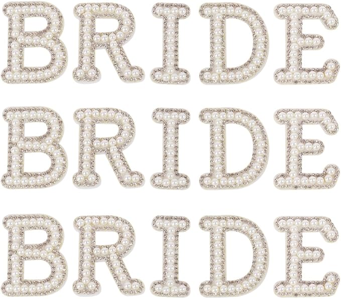 Amazon.com: 15Pcs Bride Rhinestone Iron On Patches Glitter Alphabet ...