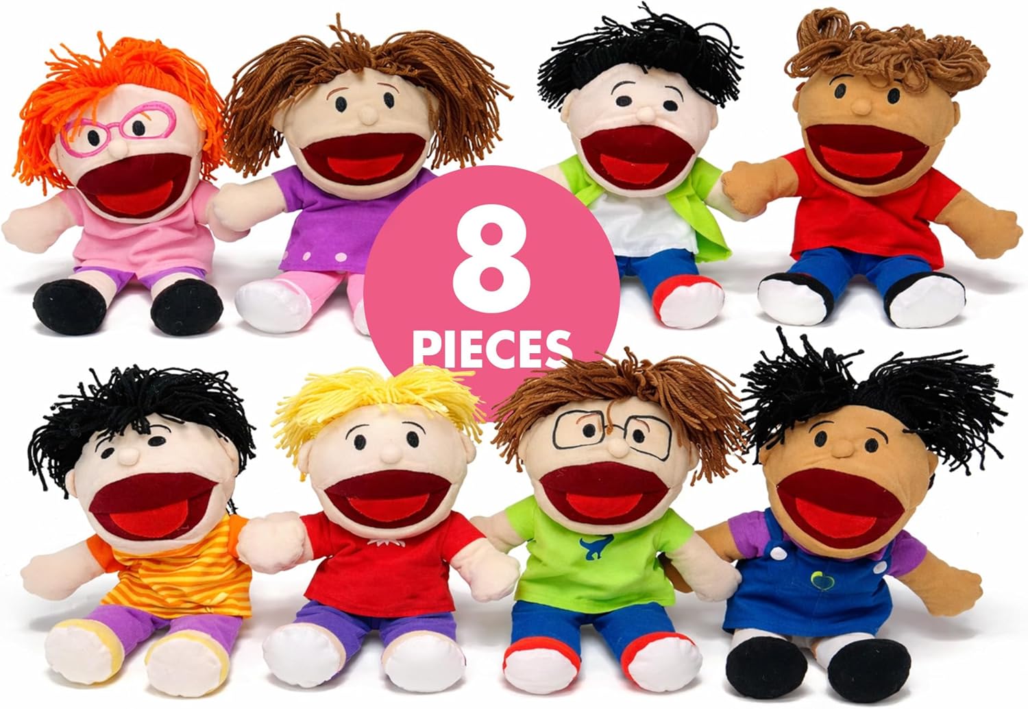 Amazon.com: Podzly Hand Puppets for Kids 8 Pack – Plush Multicultural ...
