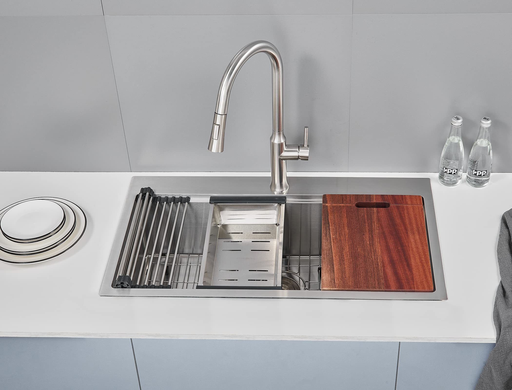 Snapklik.com : MENATT 32 Inch Drop In Kitchen Workstation Sink, 18 ...