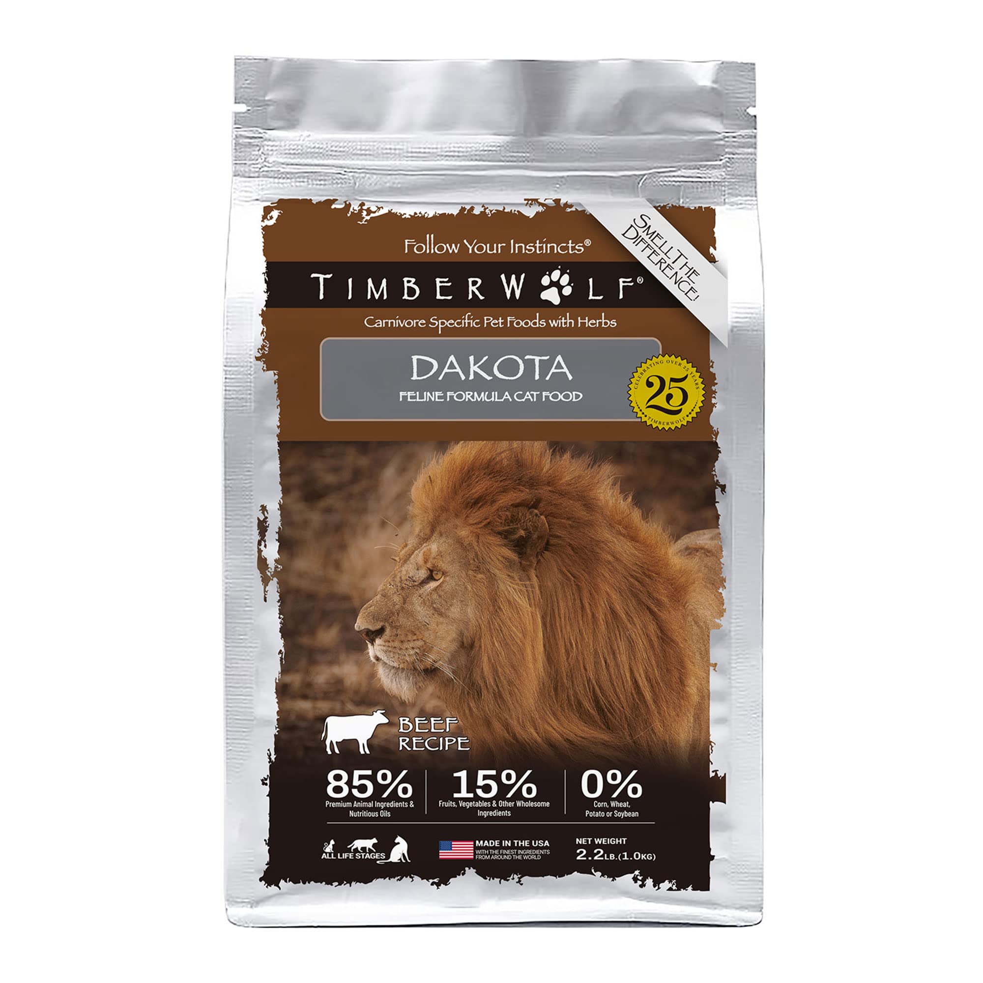 Amazon.com : Timberwolf Dakota Beef Recipe Dry Cat Food 2.2lb : Pet ...