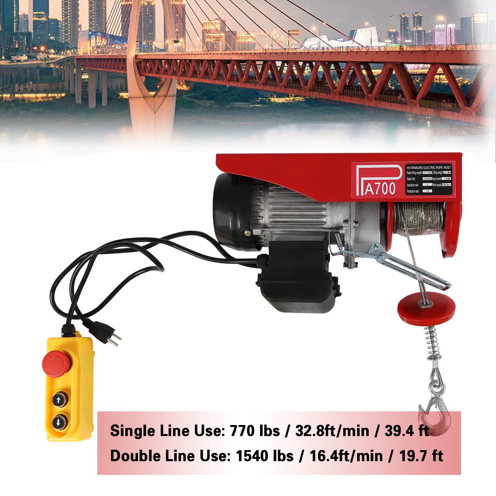 Snapklik.com : 110V 1540 Lbs Lift Electric Hoist, Electric Winch ...
