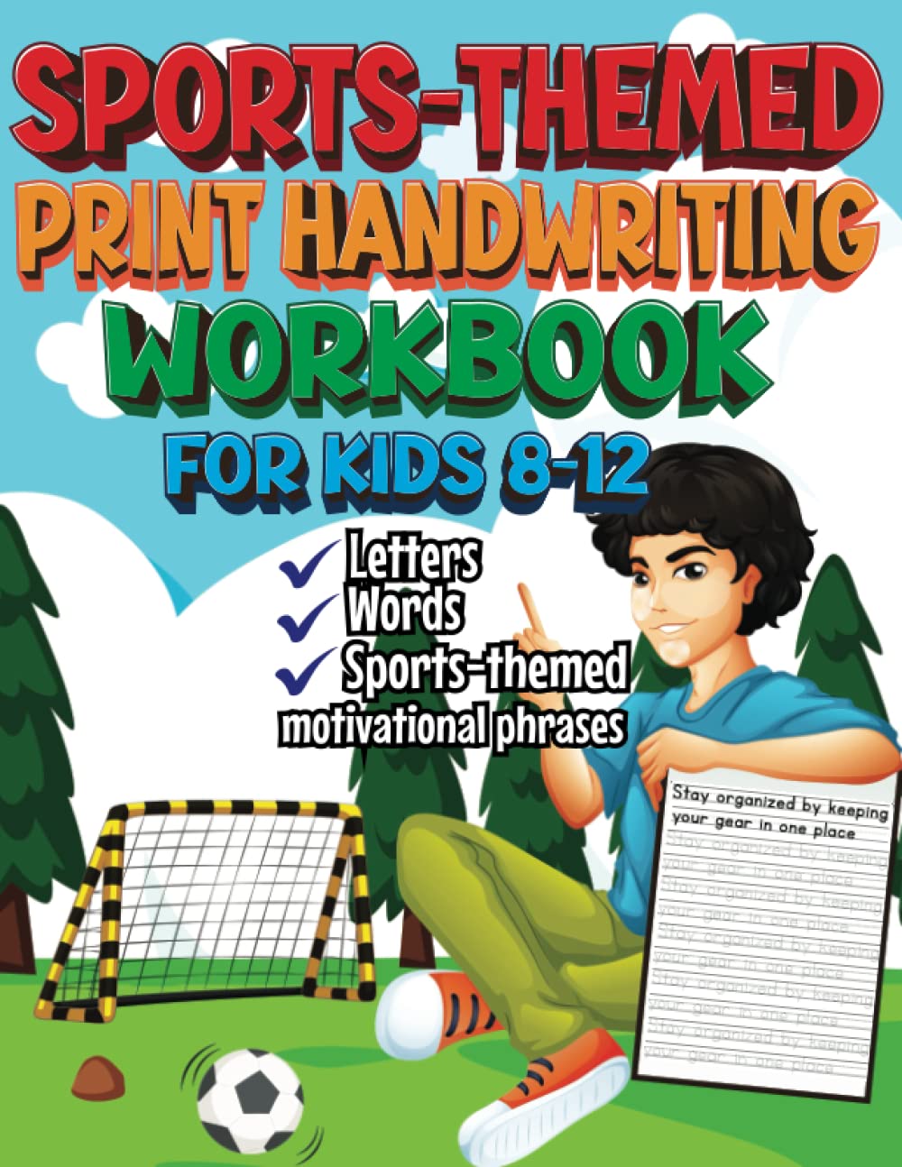 Sports-themed Print Handwriting Workbook For Kids Ages 8-12: Practice ...