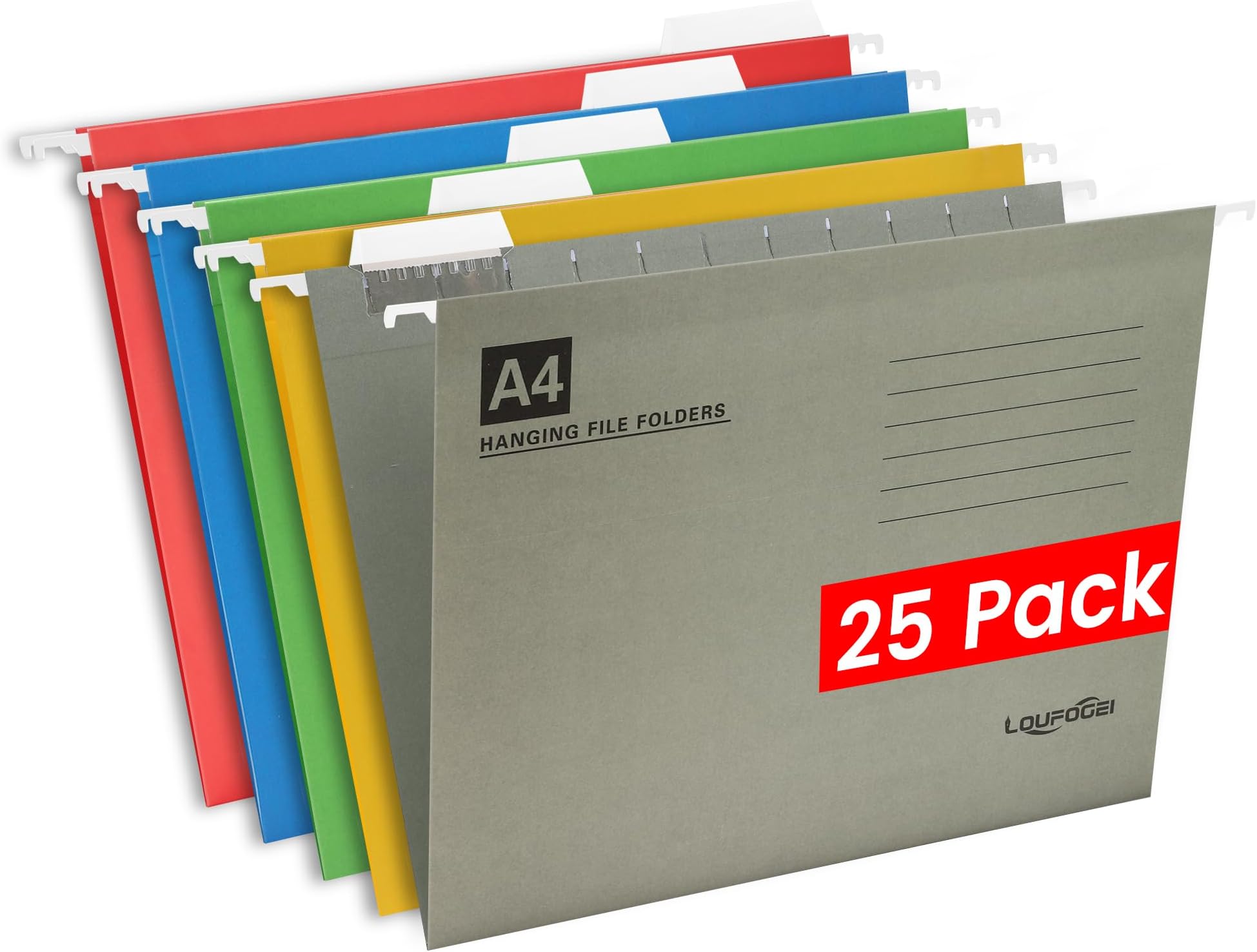 LOUFOGEI Hängeregister A4, 25 Stück hängeregister Mappen mit Tabs und ...