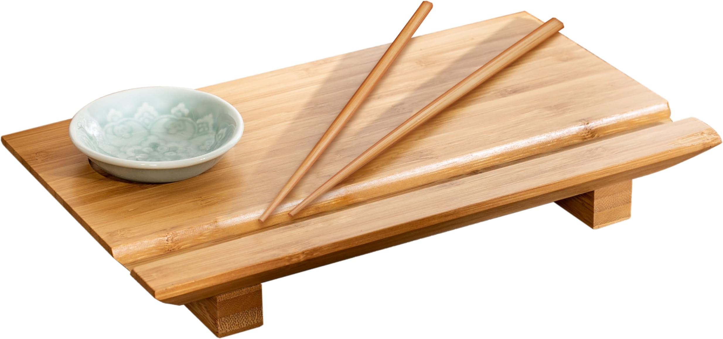 Amazon.com | Lymhy 2 Pack Japanese Bamboo Sushi Serving Tray Plate Rice ...