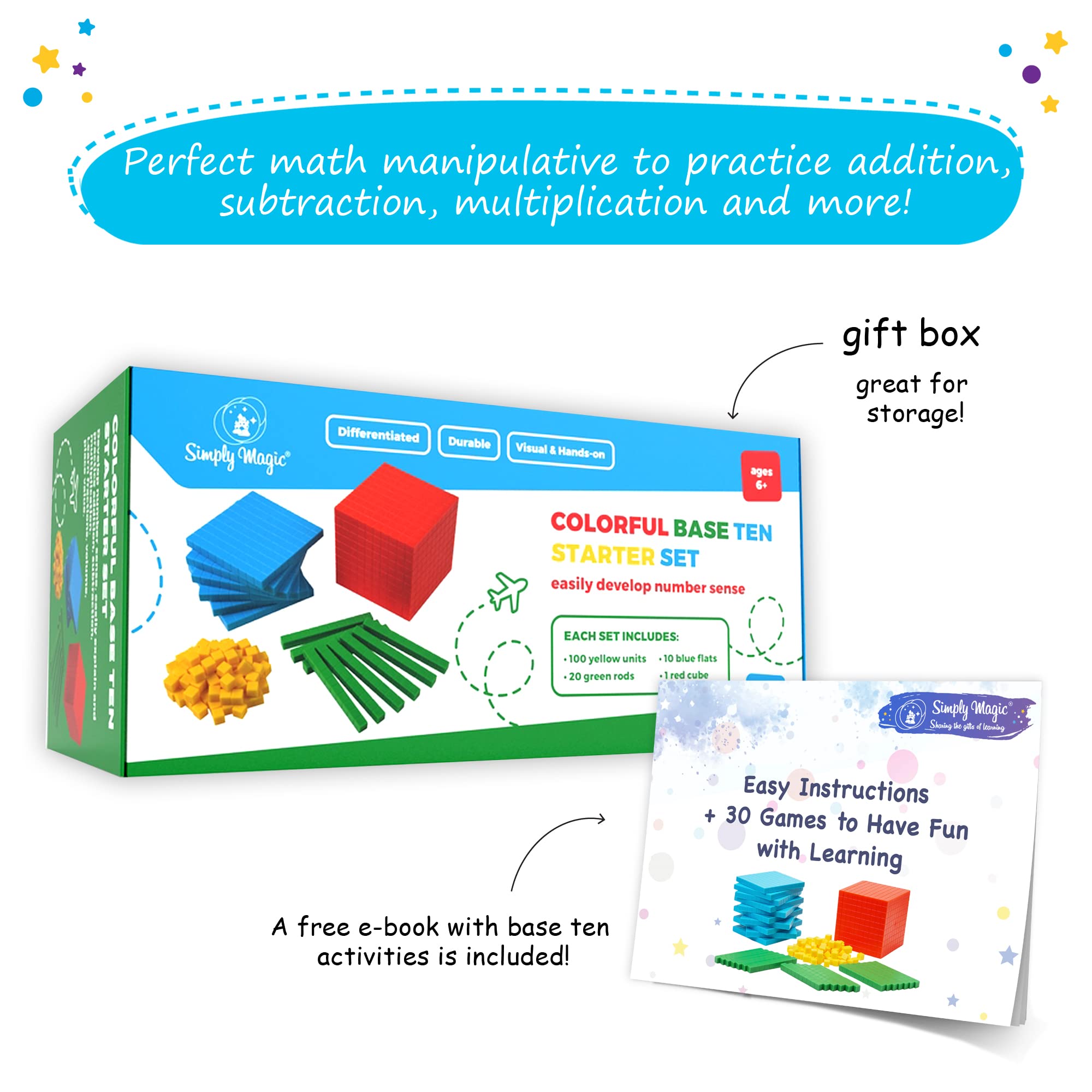 Buy 131 PCS Simply Magic Base Ten Blocks for Math - Place Value Blocks ...