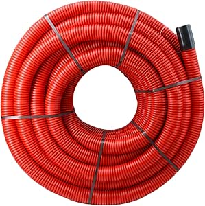 Unterirdisches Wellrohr M75 mm | Leerrohr Elektrorohr Erdwellrohr Rot | 5m 10m 15m 20m 25m (25 ...