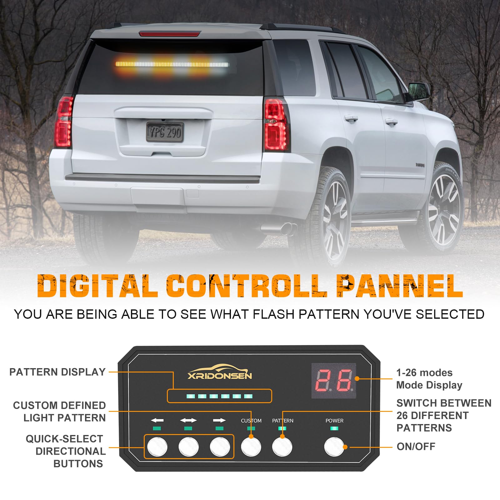 Snapklik.com : 27 Inch LED Traffic Advisor Strobe Light Bar Amber White ...