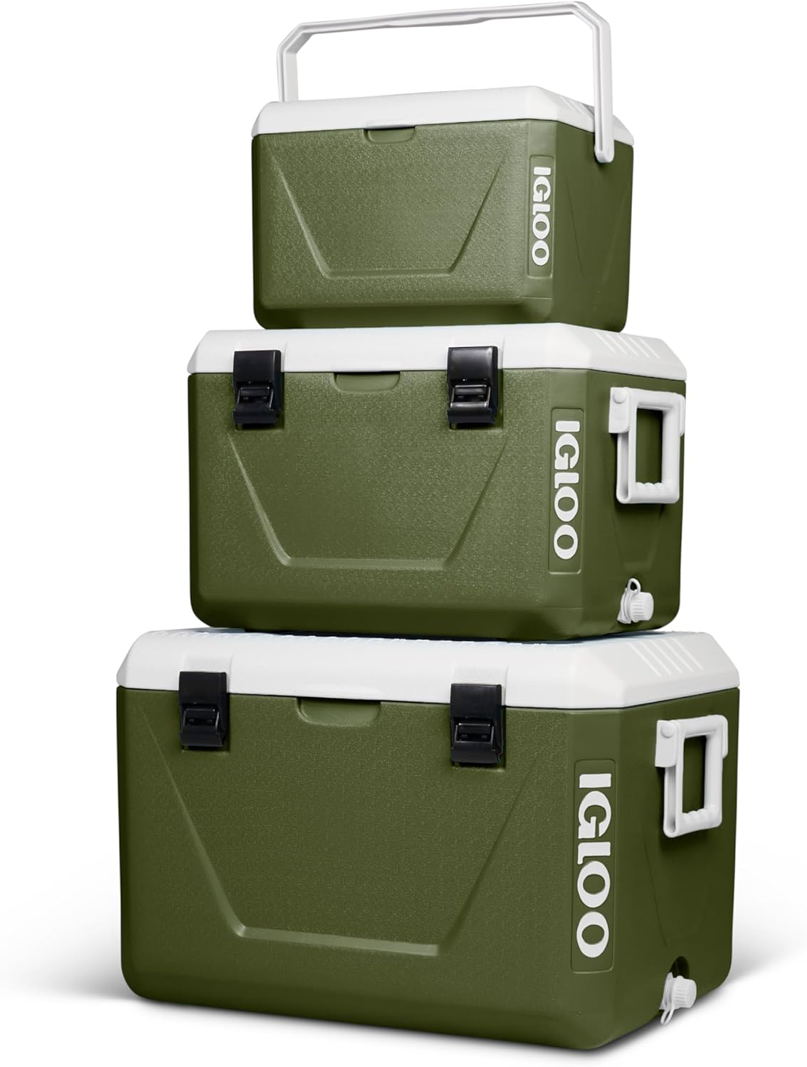 IGLOO Stackable Passive Cool Boxes 55, 27 and 11 Litre Set, Green ...
