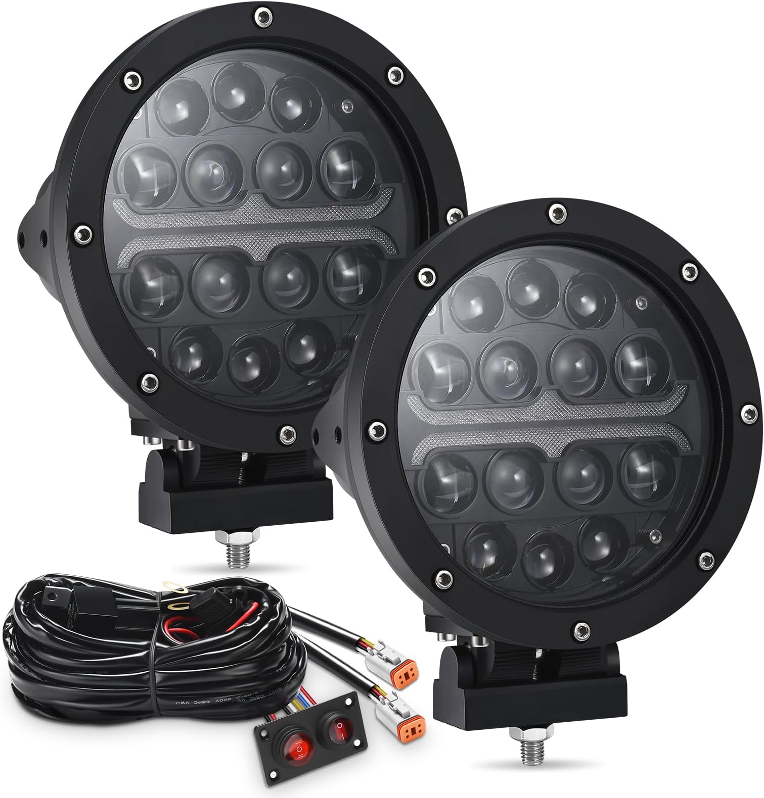 Amazon.com: Audak Round LED Offroad Lights 7 Inch 70W Spot Beam LED ...