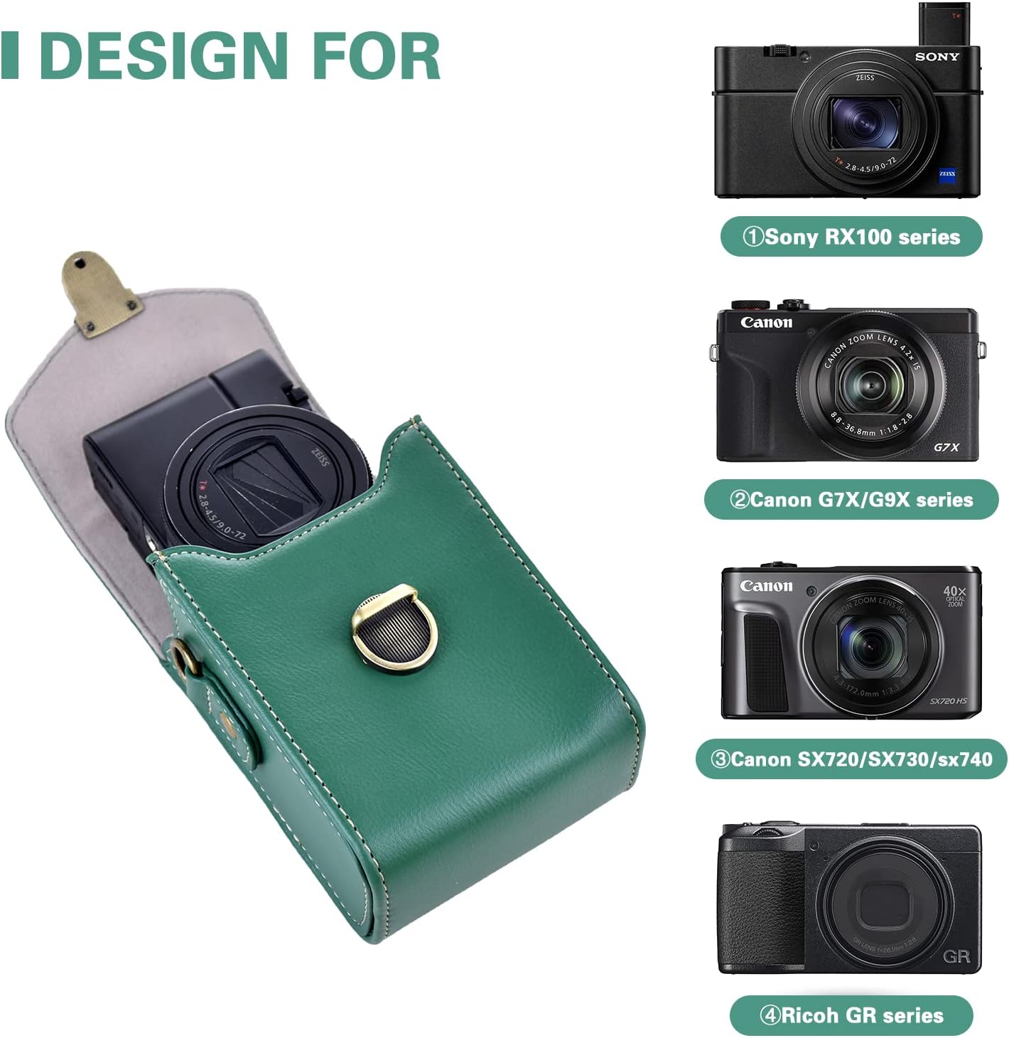 Rieibi Camera Case for Sony RX100 & HX Series – Retro Leather Case for ...