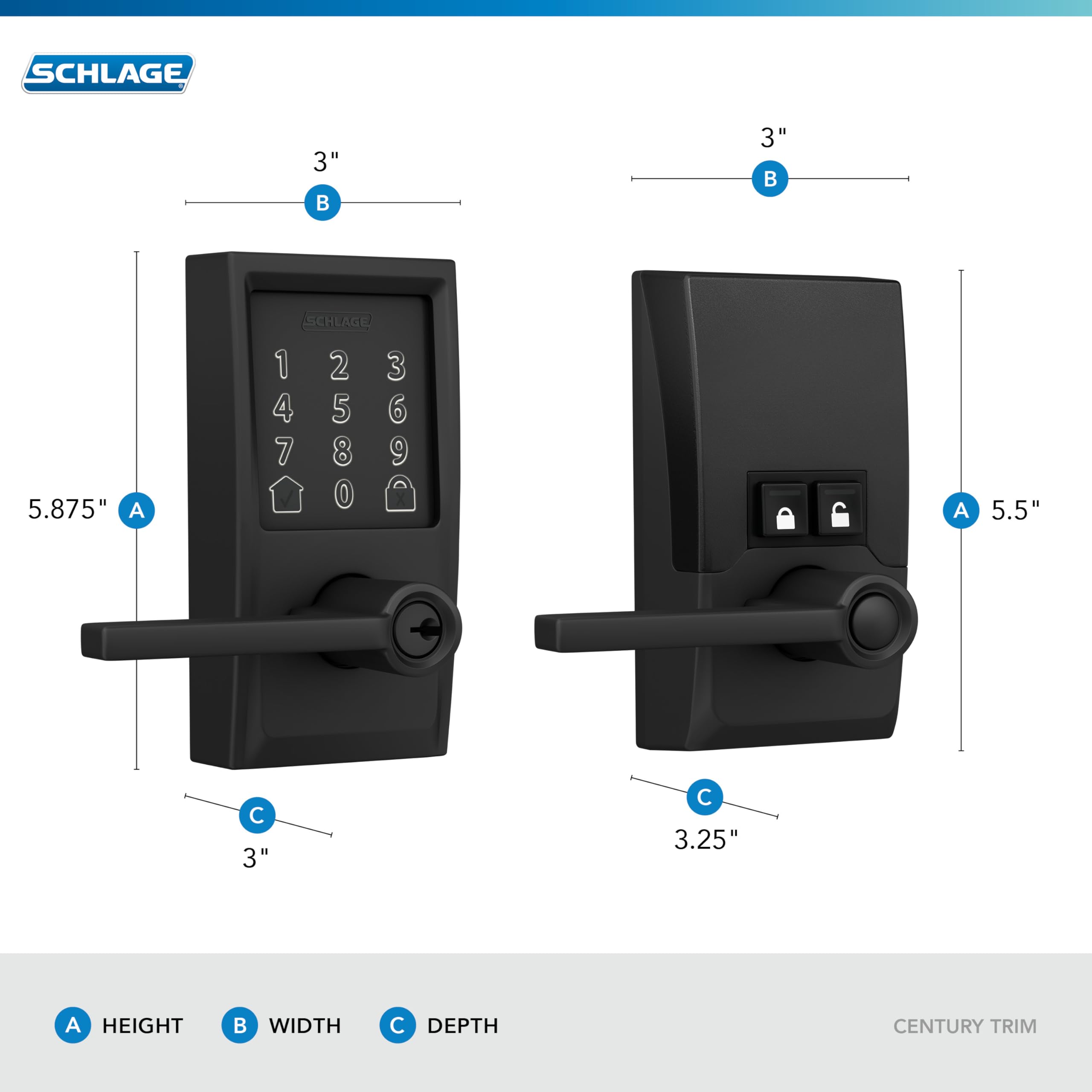 Snapklik.com : Schlage FE789WBCEN622LAT Encode Century WiFi Latitude ...