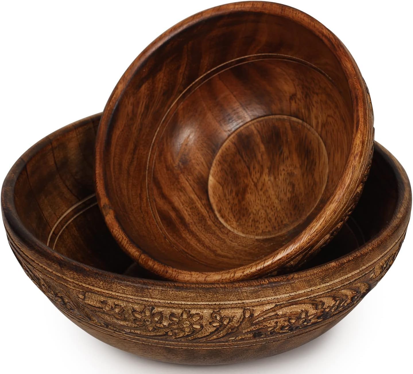 Amazon.com | ETROVES Wooden Fruit Bowl Wood For Kitchen Counter Bowl ...