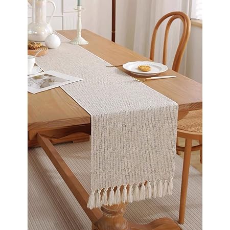 Amazon.com: WIGNEE Ivory Neutral Table Runner Farmhouse Table Runners ...