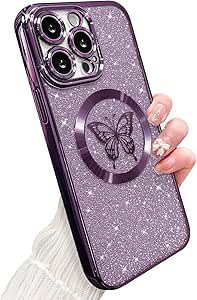 Amazon.com: ZONRW for iPhone 12 Pro Max Case Magnetic,Soft Cute Luxury Butterfly Pattern Plating ...