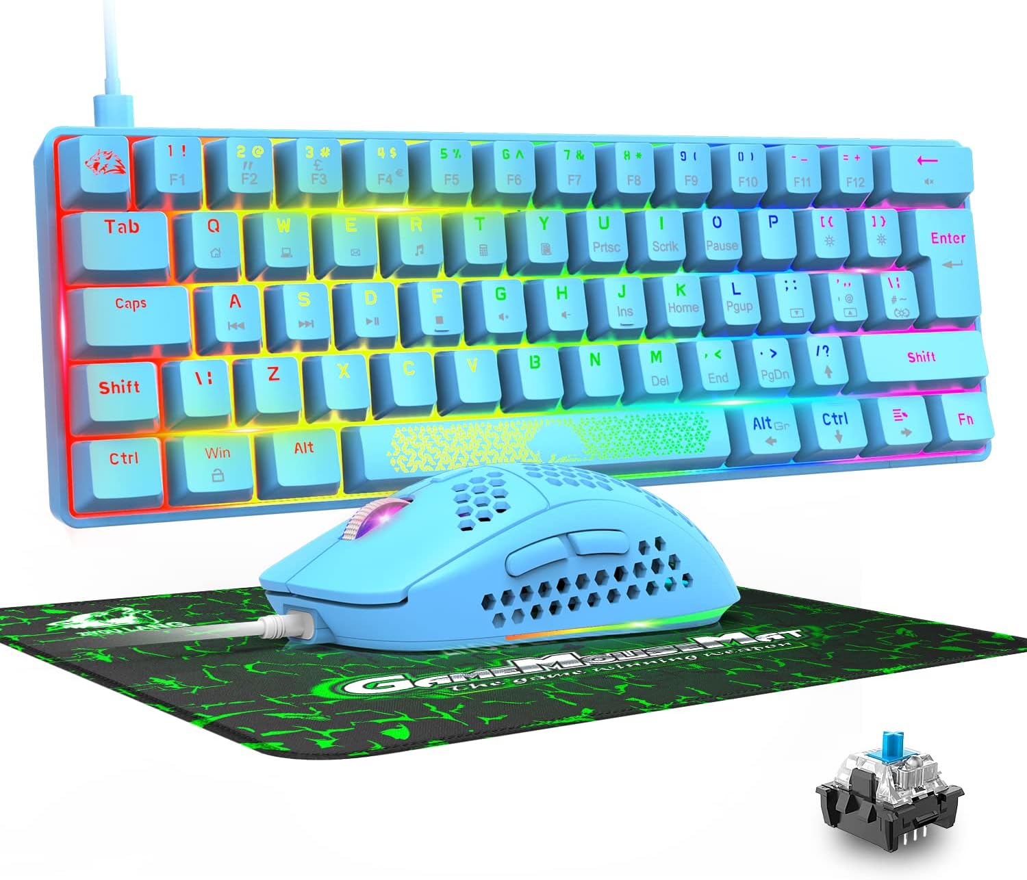 Mechanical Gaming Keyboard & Mouse Combo Set, RGB Backlit Keys ...