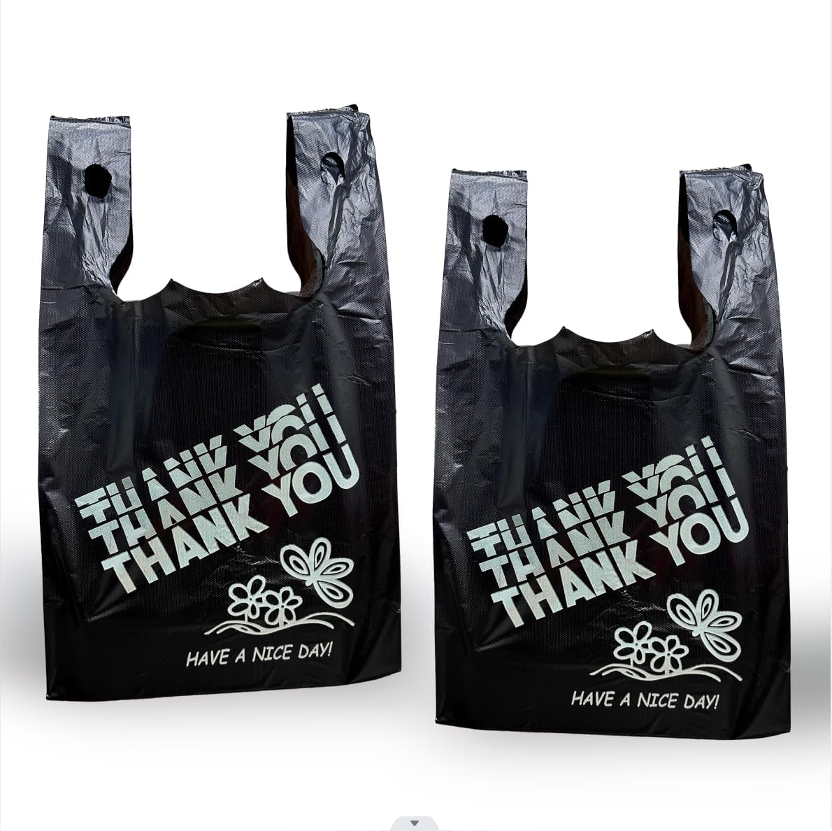 Amazon.com: YoYoRain Black Thank you bags, HEAVY DUTY 22MIC bags, Black ...