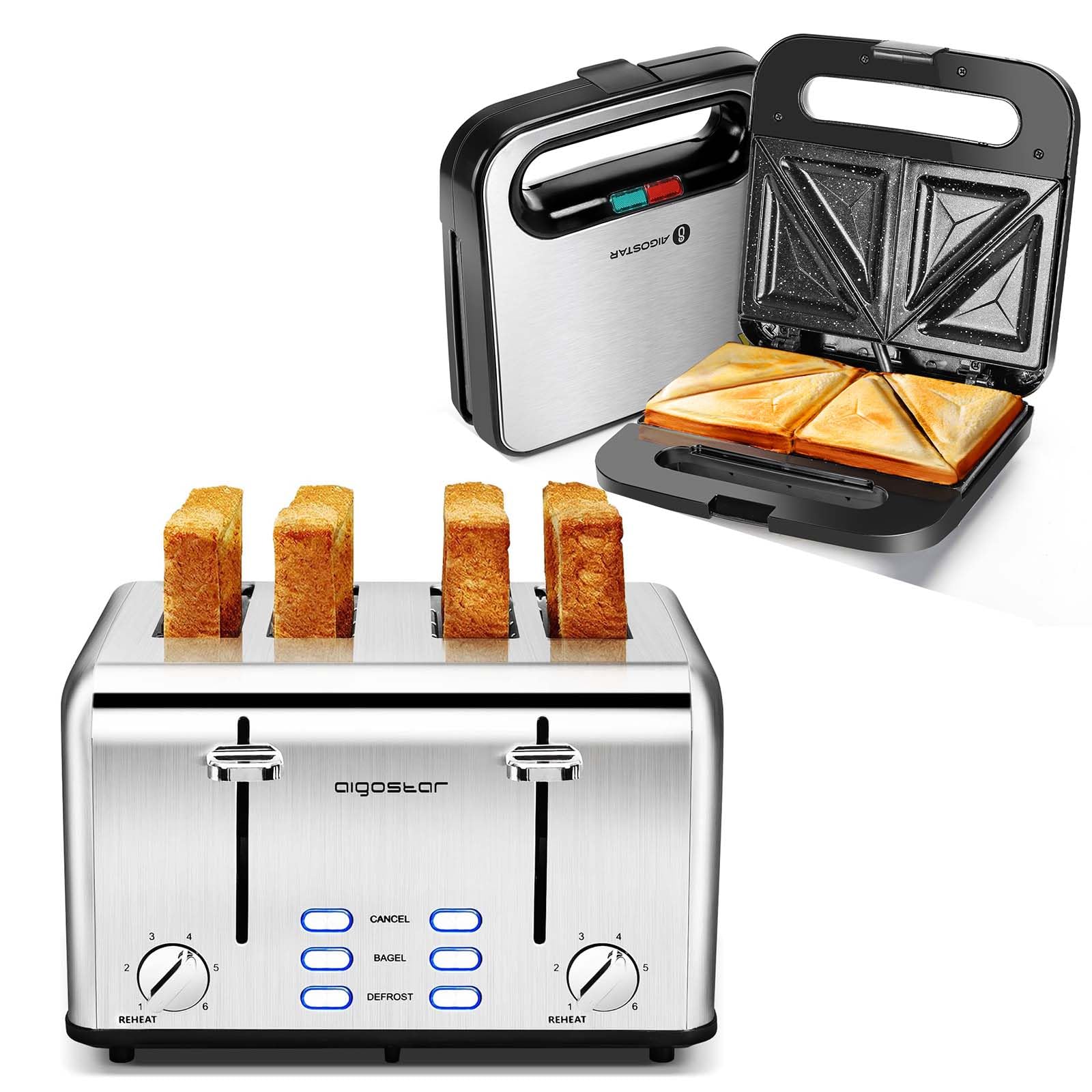 Amazon.com: Toaster 4 Slice Retro and Sandwich Maker with Super ...