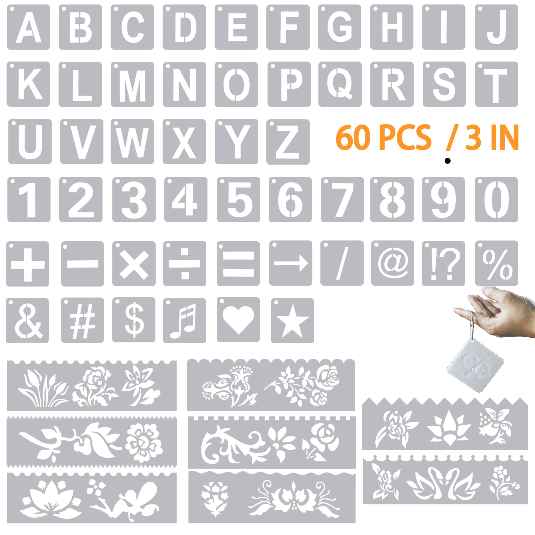 Buy 60 Pieces Letter Stencils, Reusable Alphabet Number Craft Stencils ...