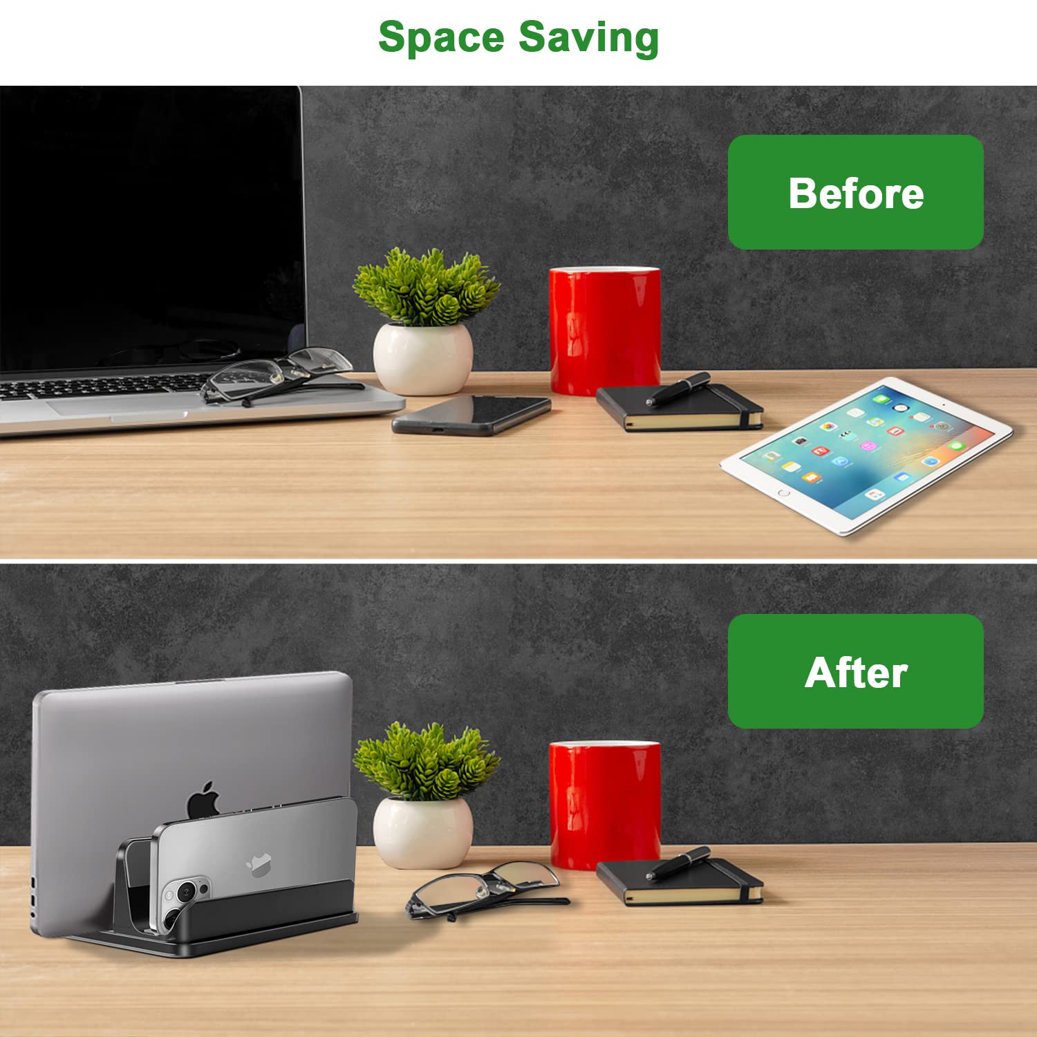 Snapklik.com : Vertical Laptop Stand Holder, 2 Slots Adjustable ...