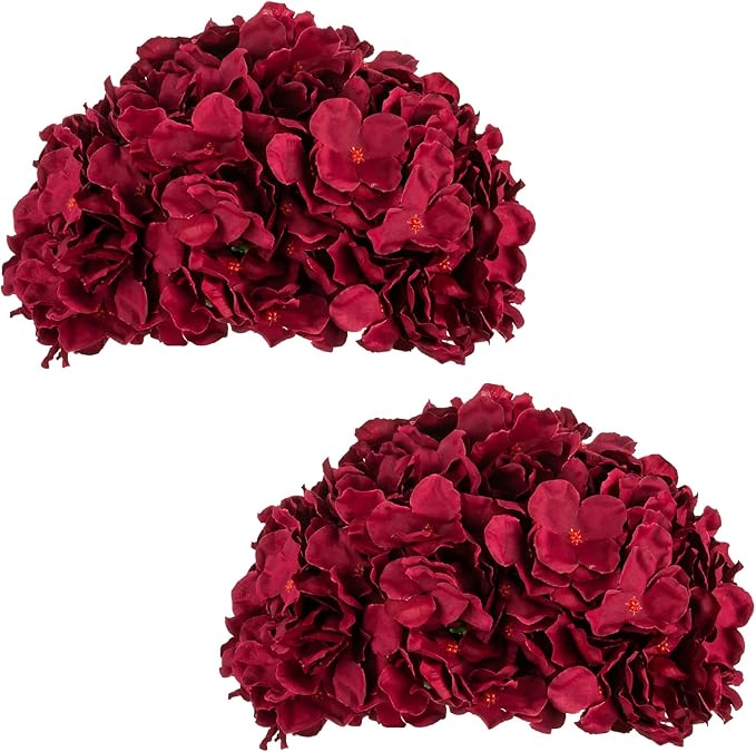 Amazon.com: BLOSMON Hydrangea Flowers Ball Centerpieces: 2 Pcs Burgundy ...