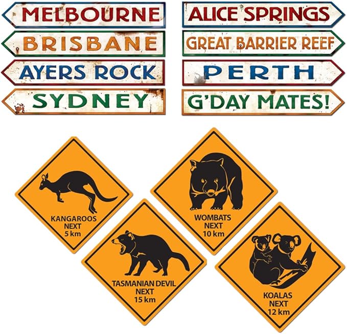 Amazon.com: Australia Wall Decorations 4 Outback Street Signs 4 ...