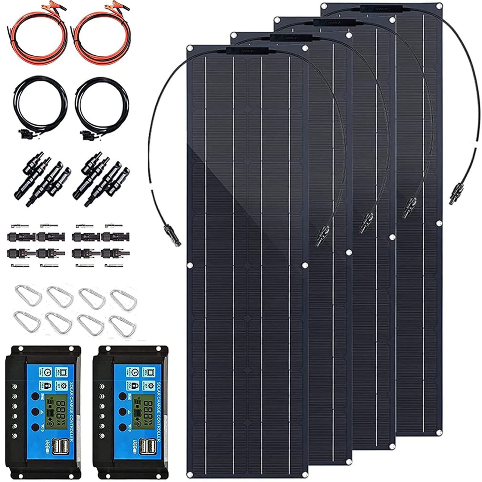 200w 18v Flexible Solar Panel Solar Battery Charger Kit 4pcs ...