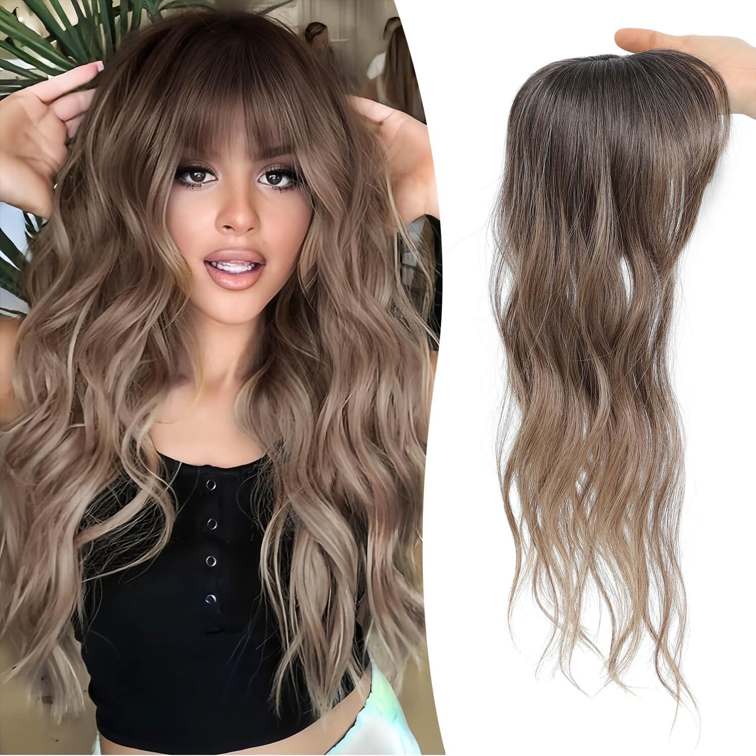 Clip in Fringe, 360° Cover Curly Fringe Bangs Hair Extensions Fake Hair ...