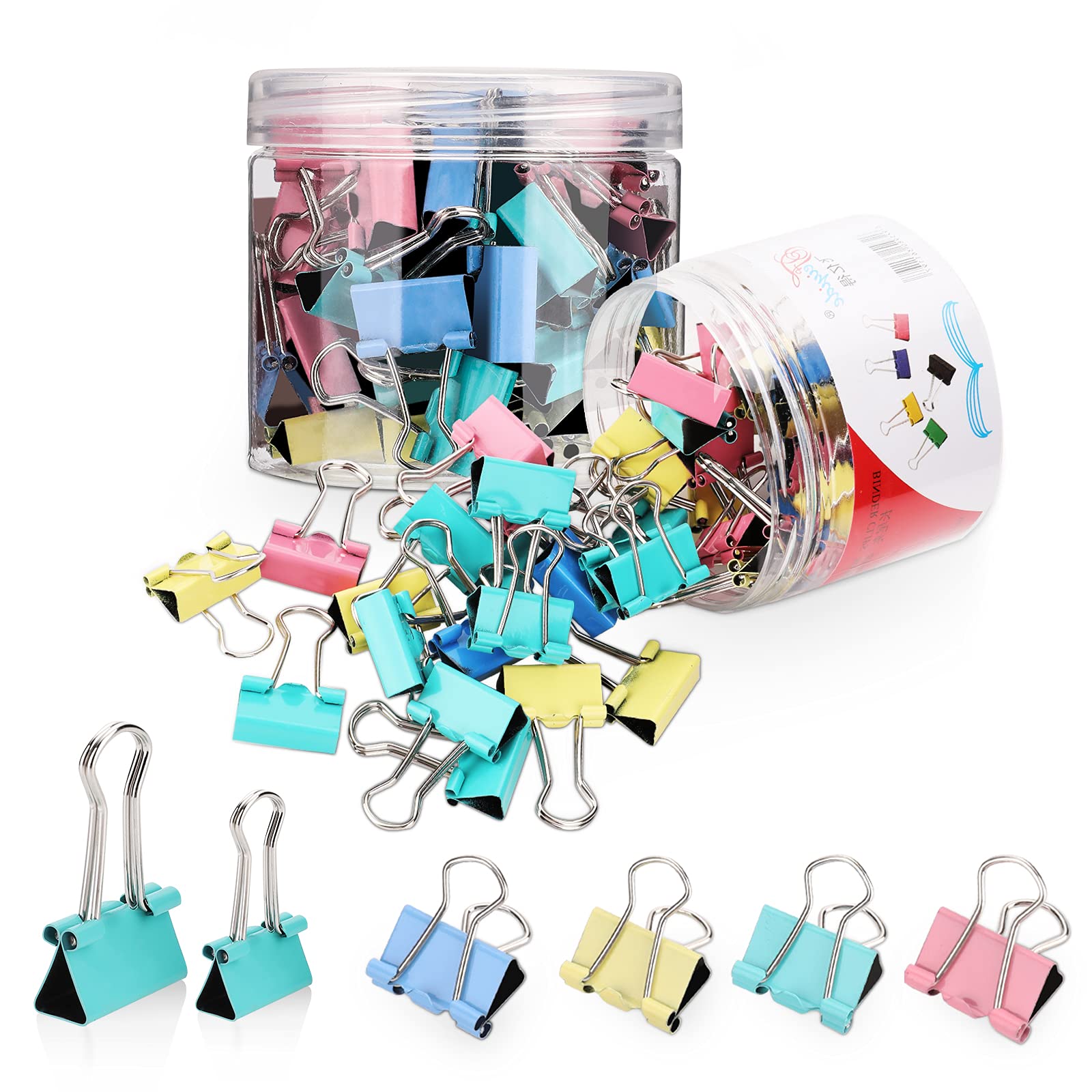 Buy Molain Colored Metal Paper Binder Clips, 60Pcs 15mm Clamps + 40Pcs ...