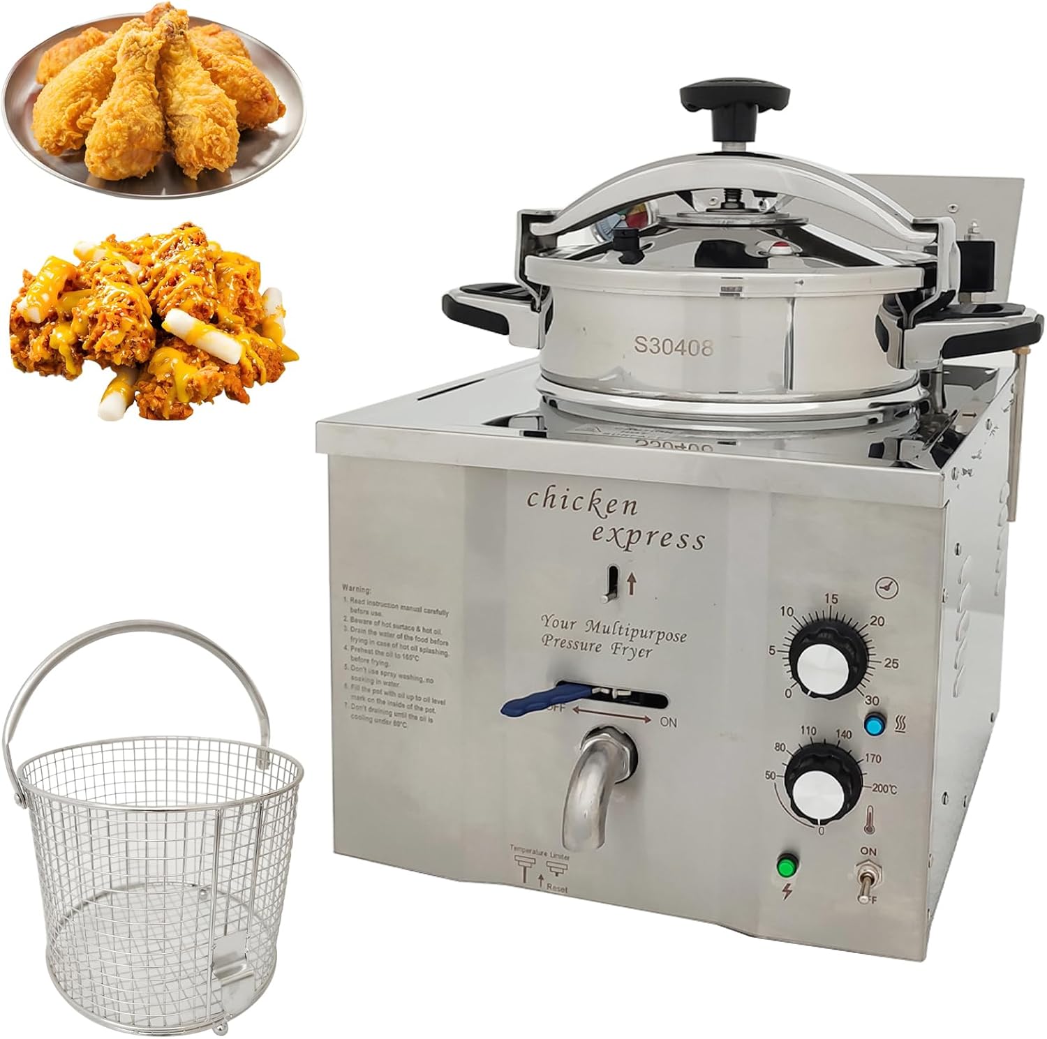 Amazon.com: JARYANNIX 16L High Pressure Fried Chicken Stove 110V ...