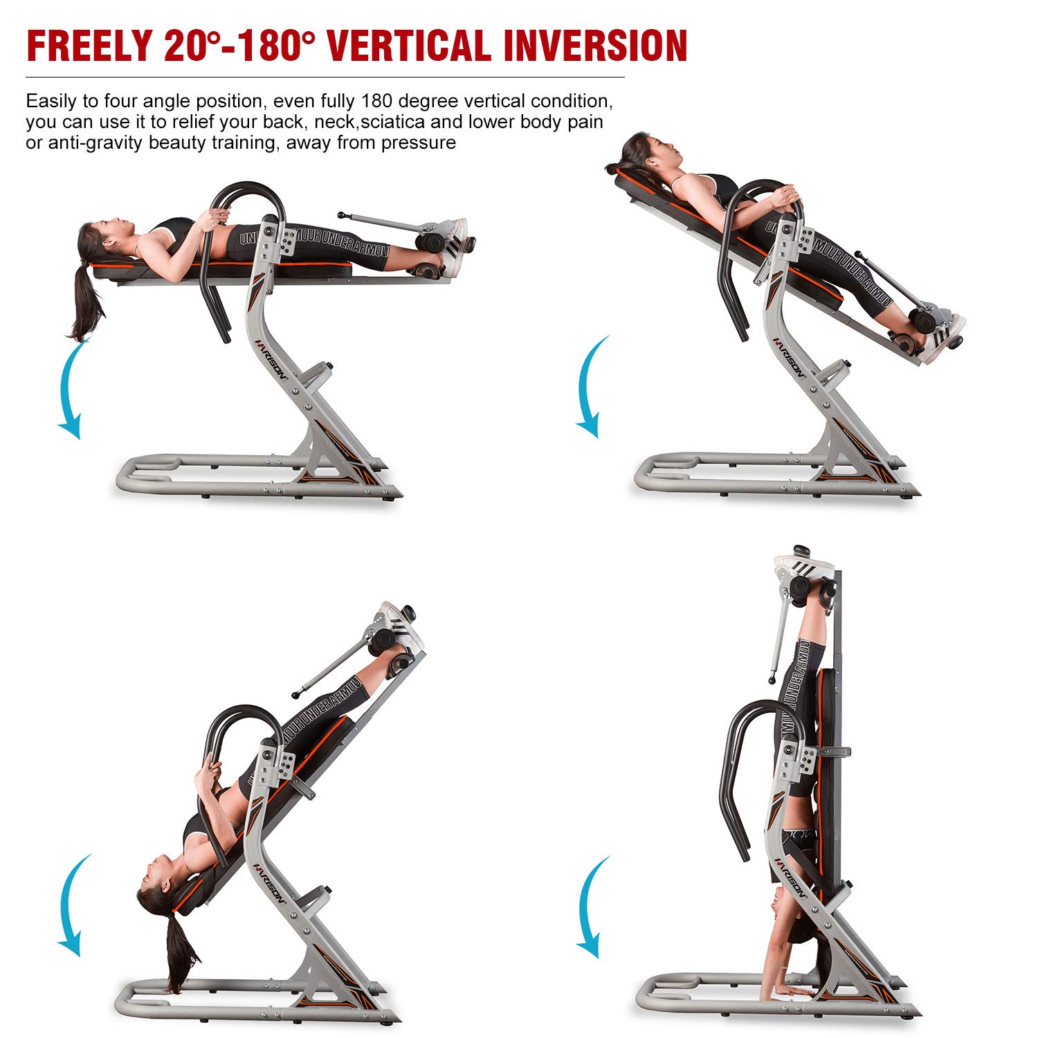 HARISON Heavy Duty Inversion Table for Back Pain Relief 350 LBS ...
