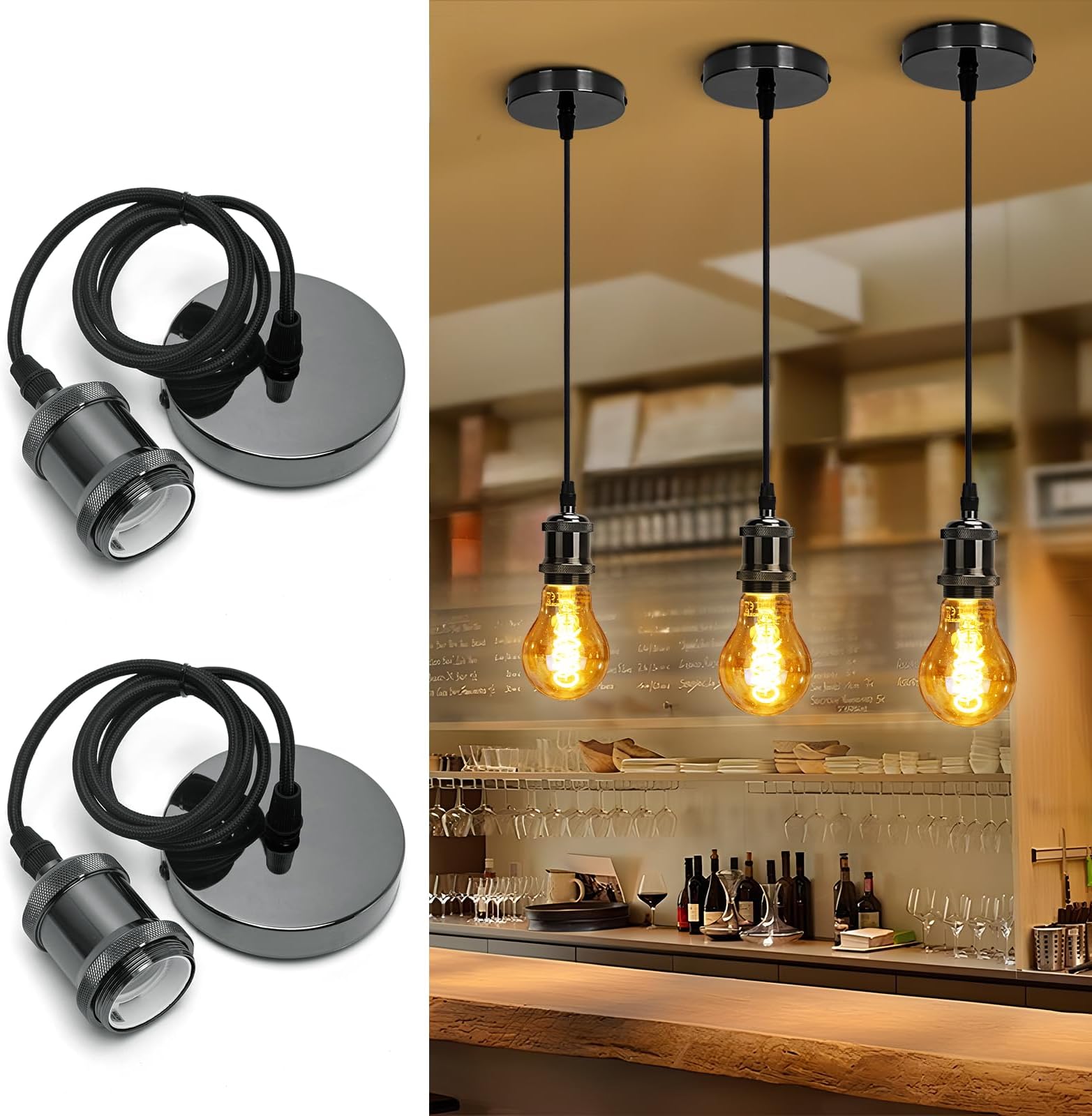 Chrome Ceiling Rose Light Pendant Fitting Flat Ceiling Pendant Light ...